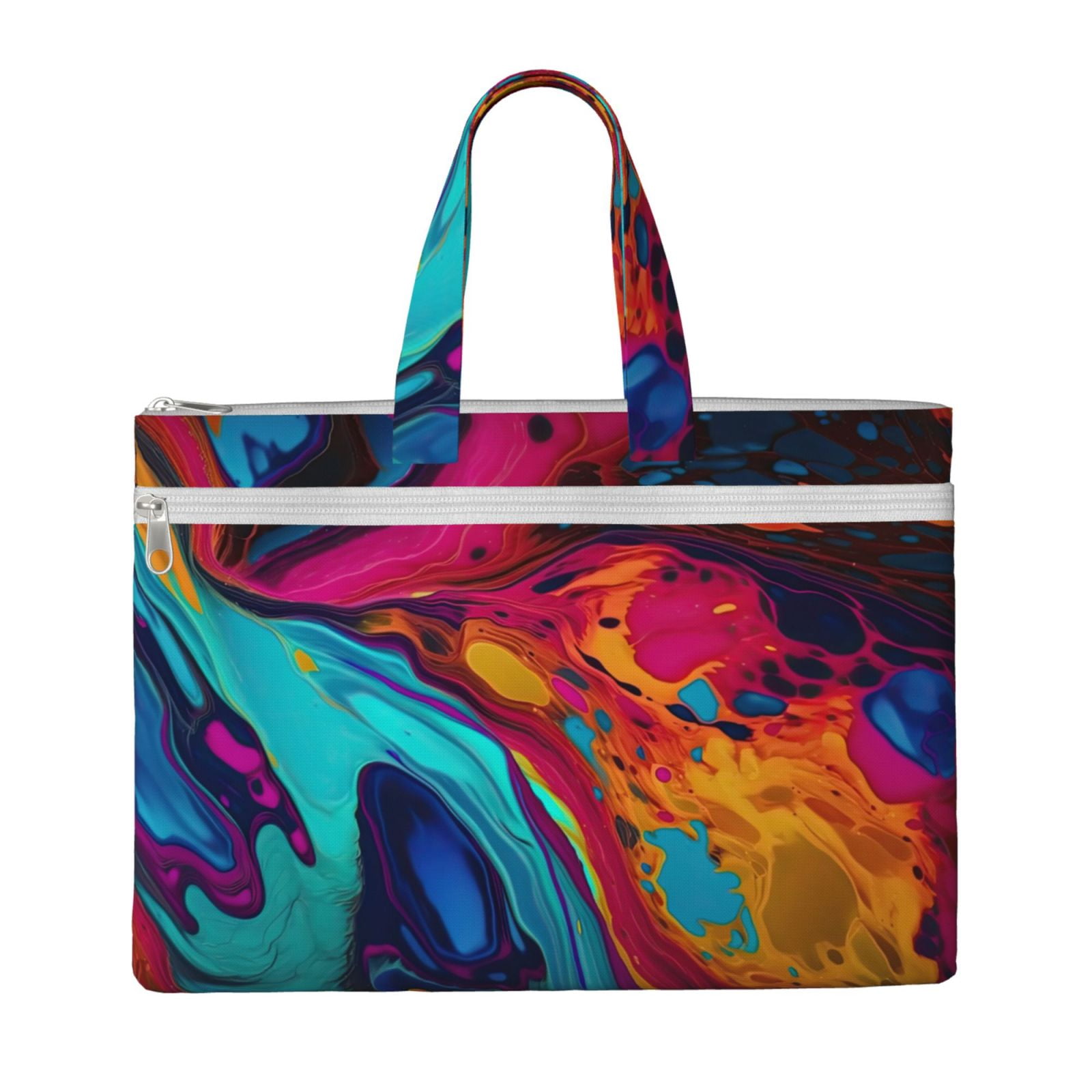 Cauagu Colorful Abstract Swirls Pattern Canvas Tote File Bag, Zipper ...