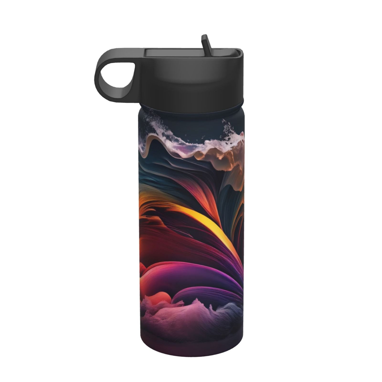 Cauagu Colorful Abstract Wave Motion for 18 oz Water Bottle With Straw ...