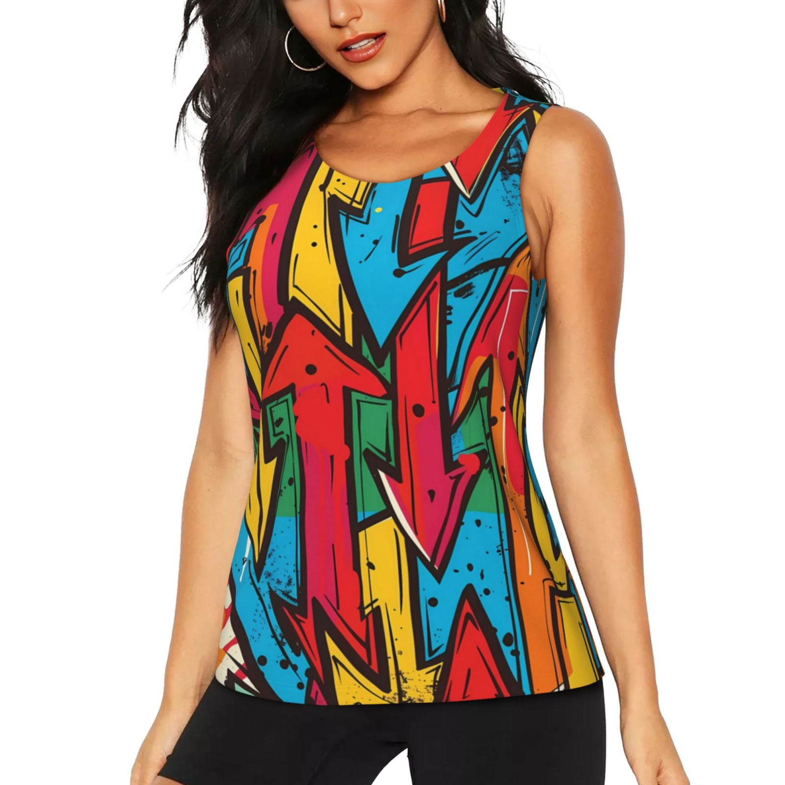 Cauagu Colorful Arrow Graffiti Pattern for Women's Workout Tank Tops ...