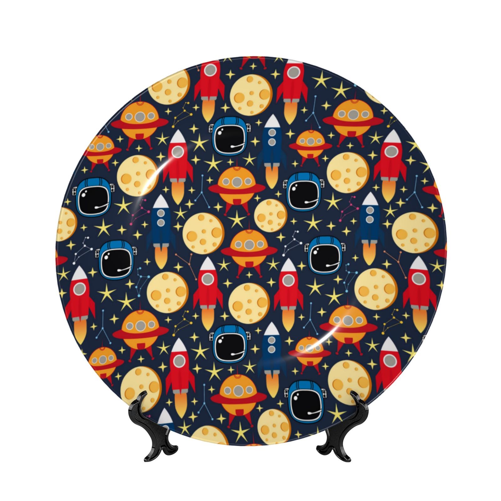 Cauagu Colorful Astronomy Print Bone China Decorative Plate, Wall Mount ...