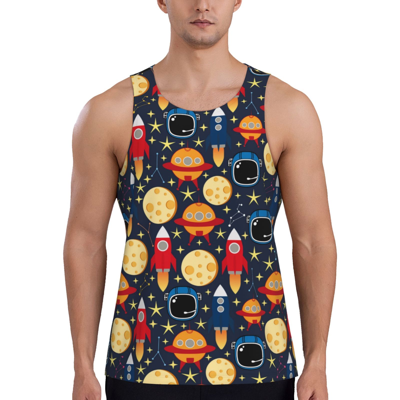 Cauagu Colorful Astronomy Print Men's Sleeveless Muscle Shirts,Tank ...