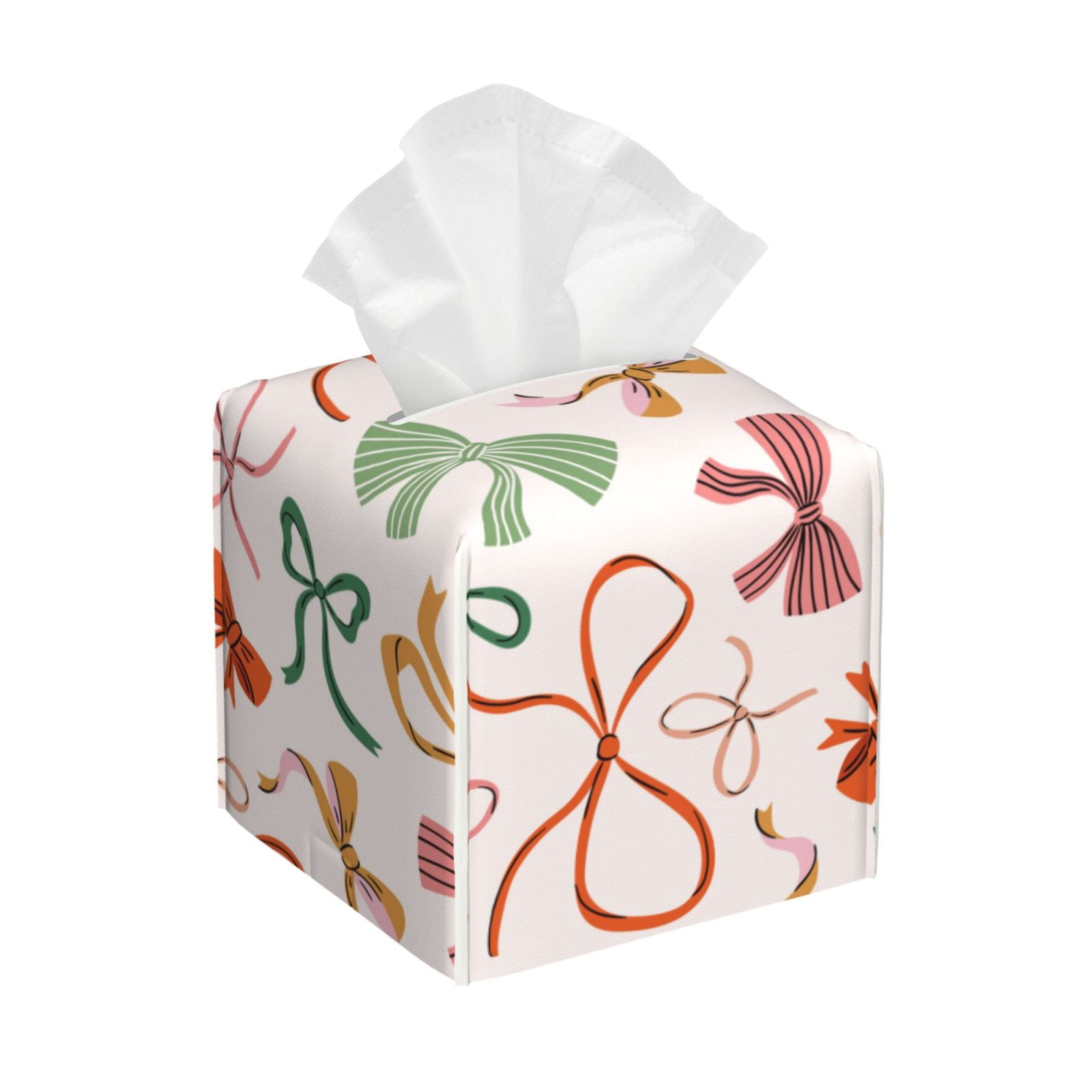 Cauagu Colorful Bow Knots Print Tissue Box Cover,Leather Square Holder ...