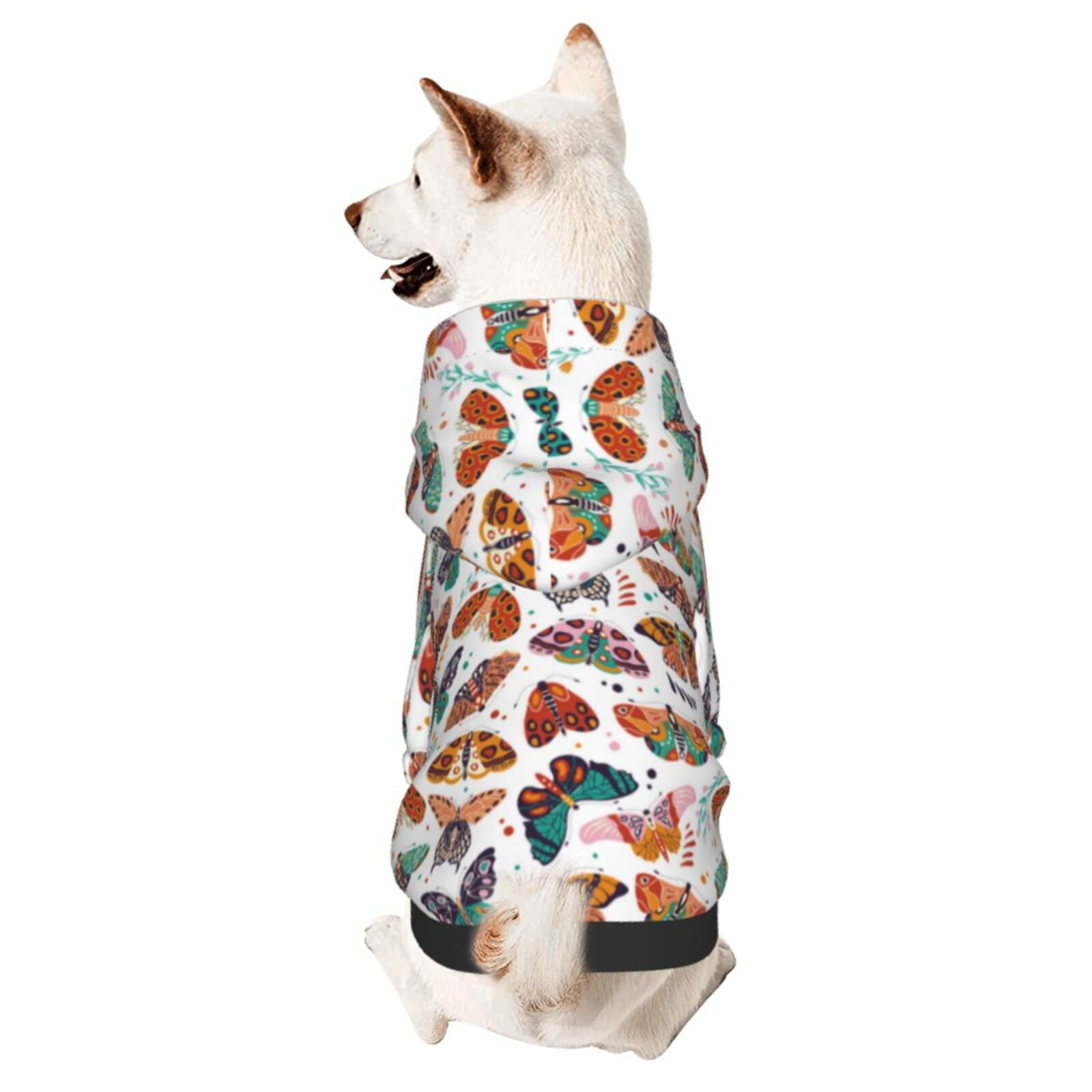 Cauagu Colorful Butterfly Pattern Winter Pet Hoodie Sweatshirts- Dog ...