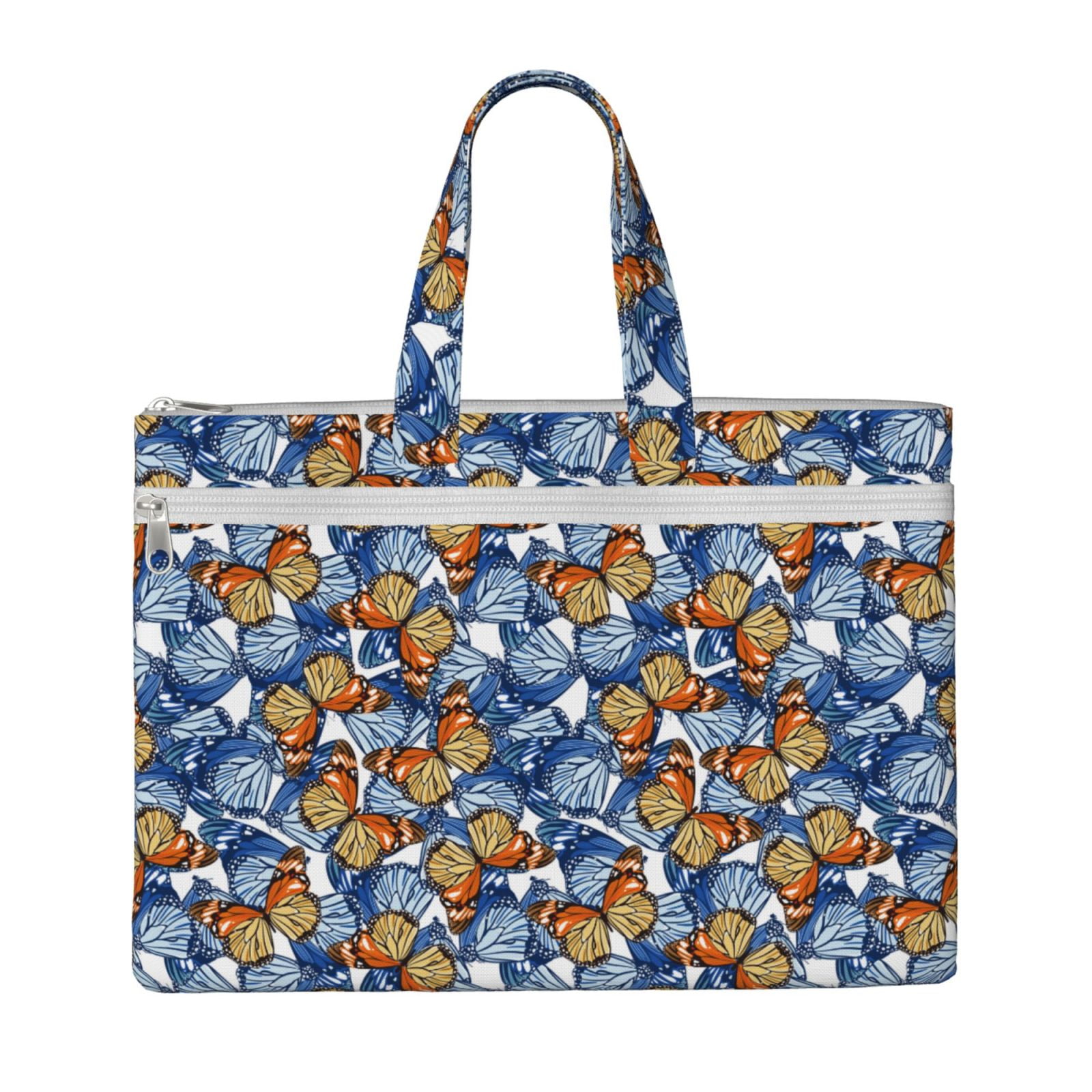 Cauagu Colorful Butterfly1 Pattern Canvas Tote File Bag, Zipper Tote ...