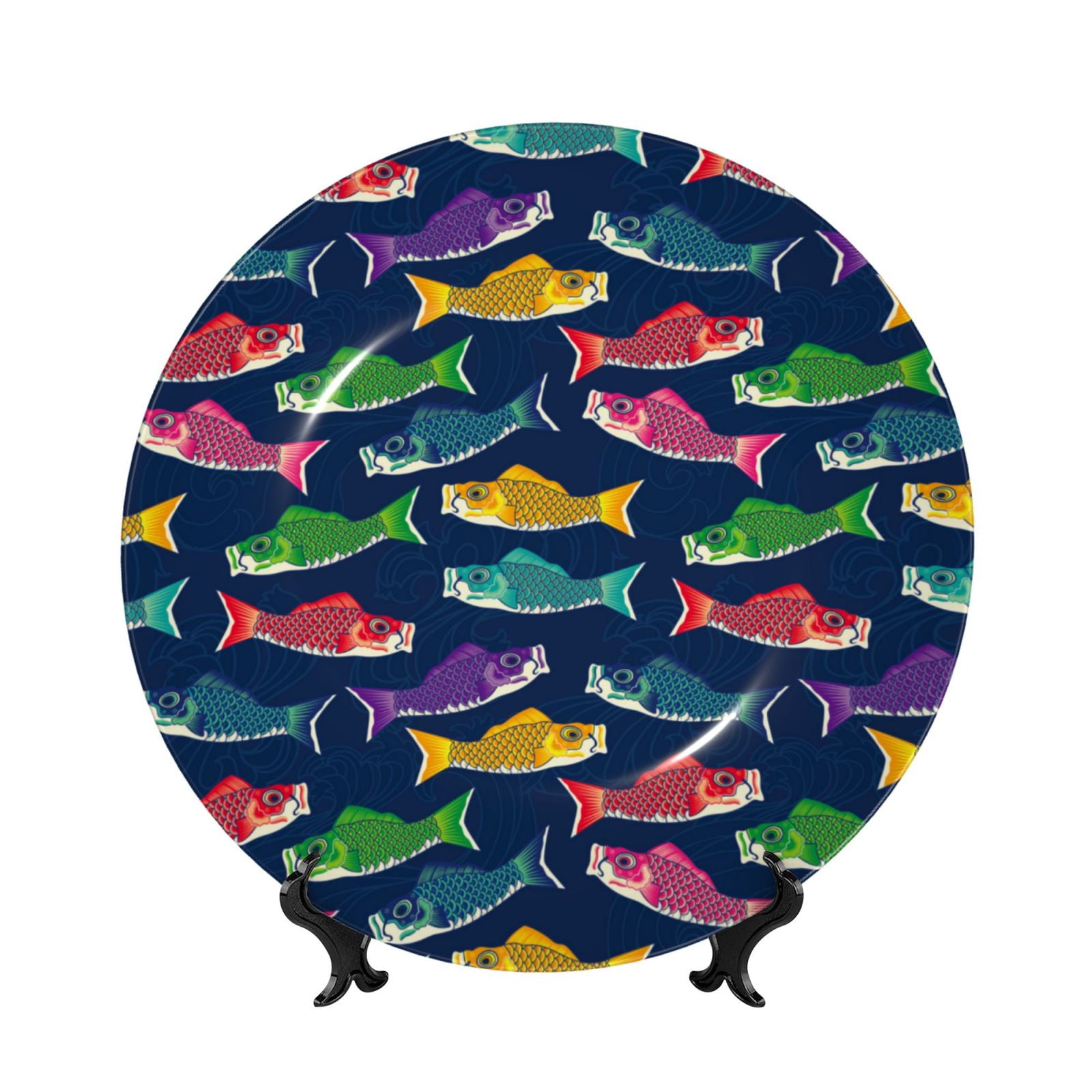 Cauagu Colorful Carp Streamer 1 Print Bone China Decorative Plate, Wall ...