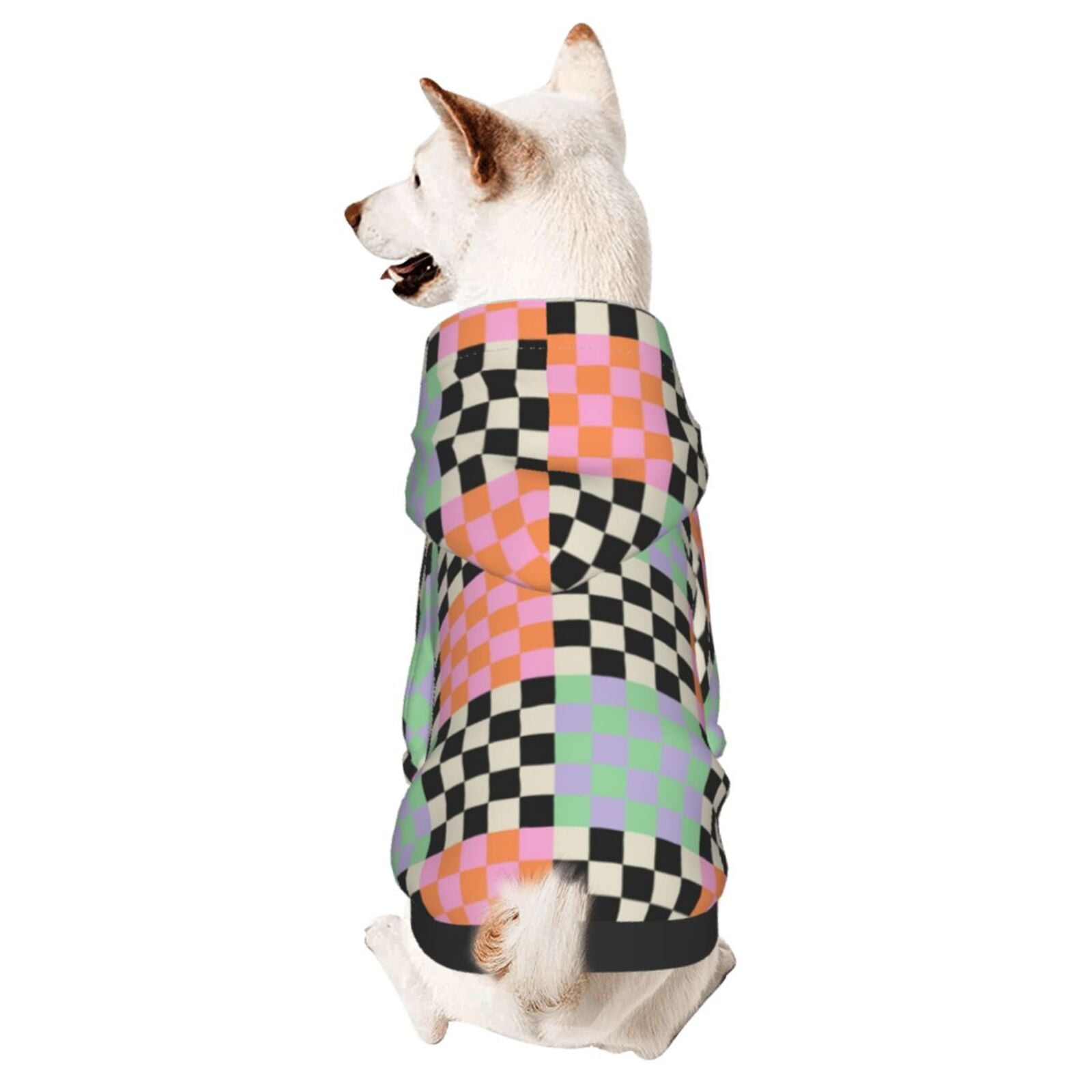 Cauagu Colorful Checkered Pattern Winter Pet Hoodie Sweatshirts- Dog ...
