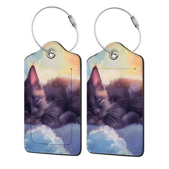 Cauagu Colorful Cloud Sleeping Cat Print Luggage Tags,Leather Luggage ...