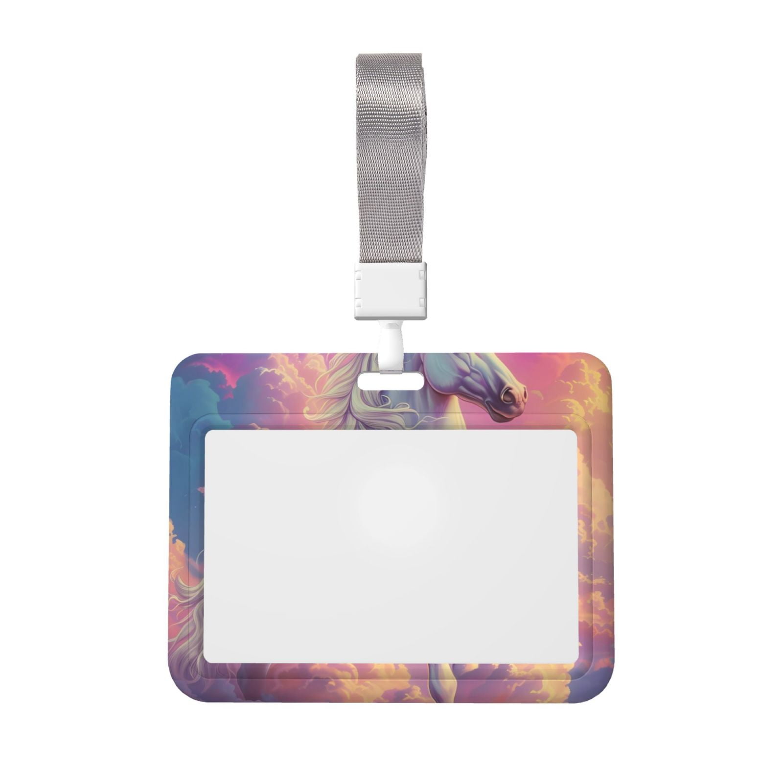Cauagu Colorful Cloud White Horse for ID Badge Holder,Badge Holder with ...