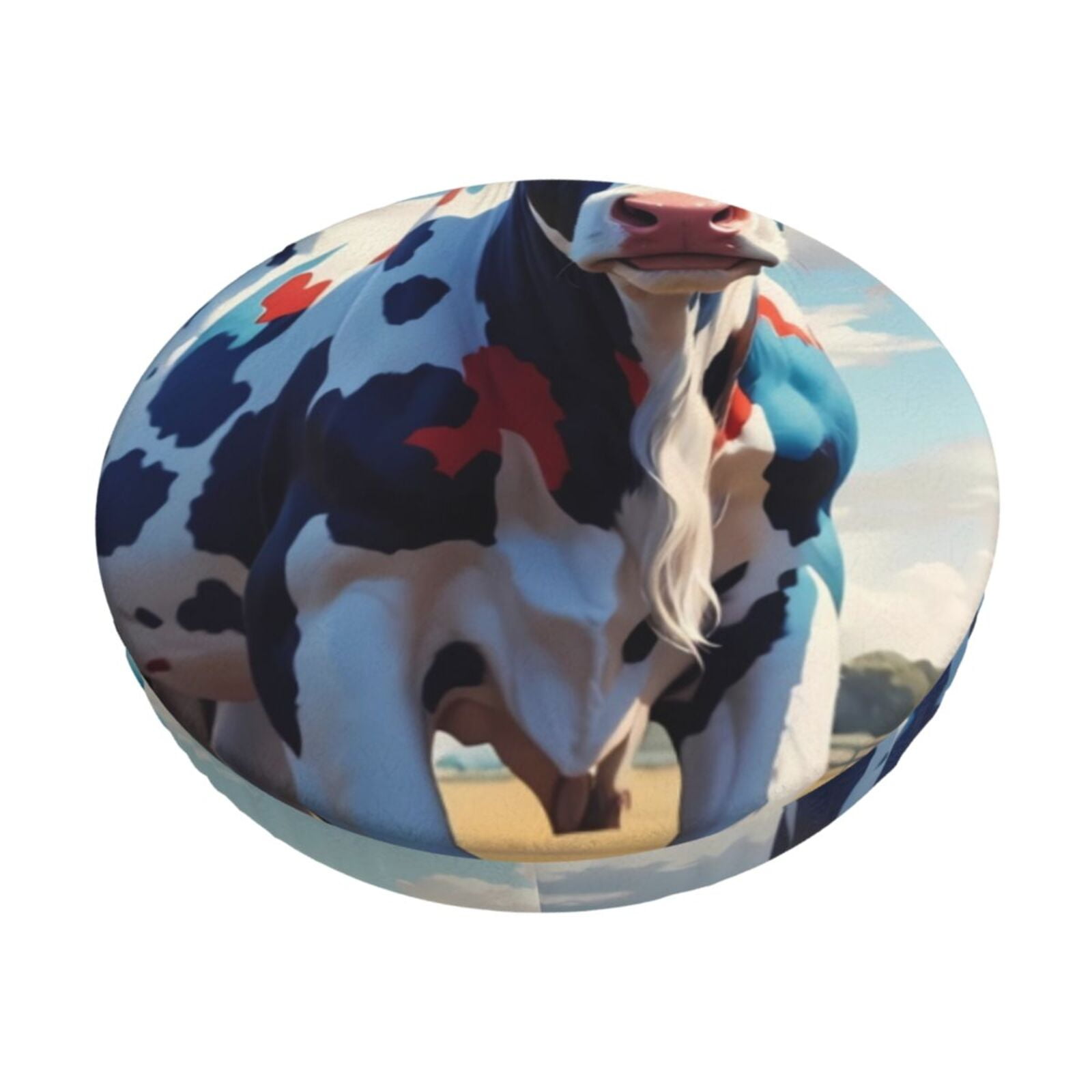 Cauagu Colorful Cow Pasture Print Round Stool Covers,Seat Cushion for ...