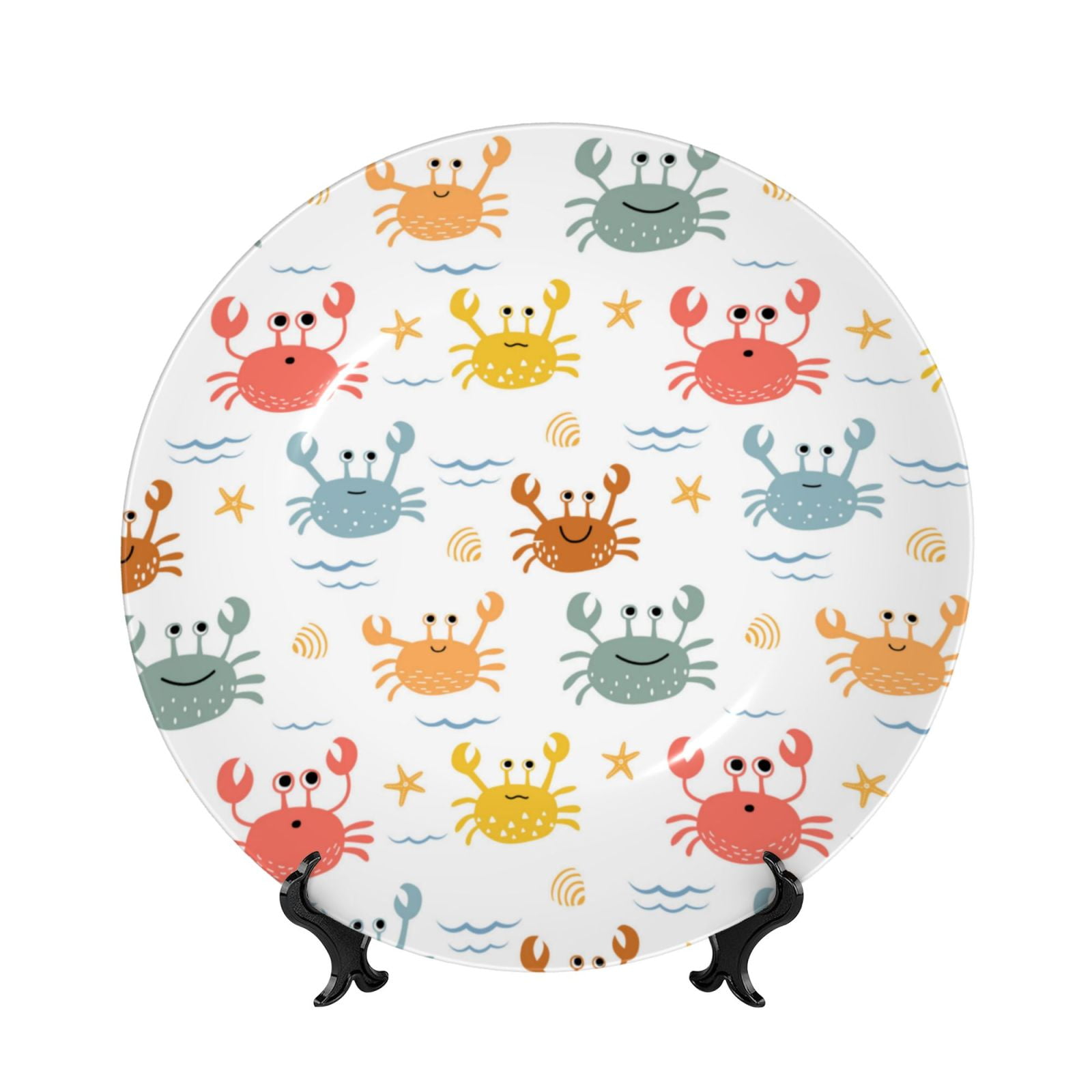 Cauagu Colorful Crabs Print Bone China Decorative Plate, Wall Mount ...