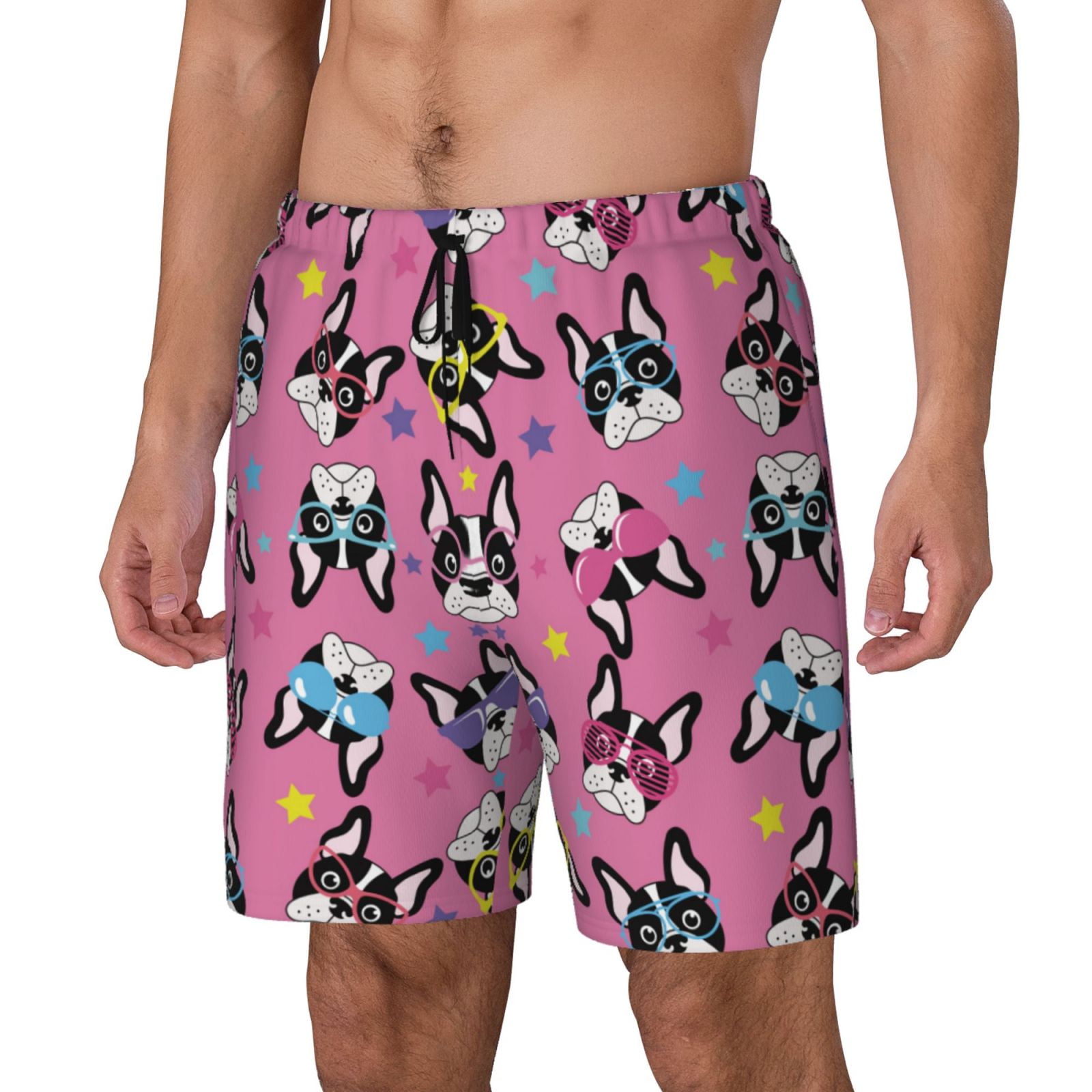 Cauagu Colorful Cute French Bulldog Print Mens Swim Trunks Quick Dry ...