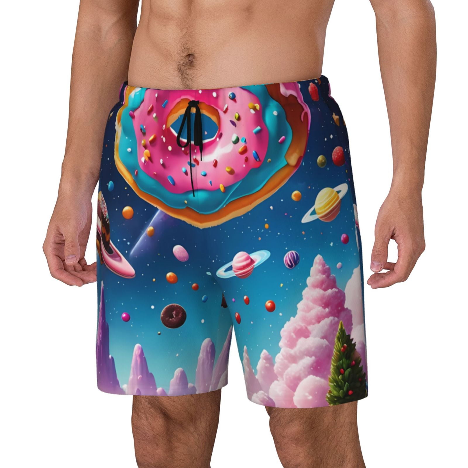 Cauagu Colorful Donut Print Mens Swim Trunks Quick Dry Board Shorts ...