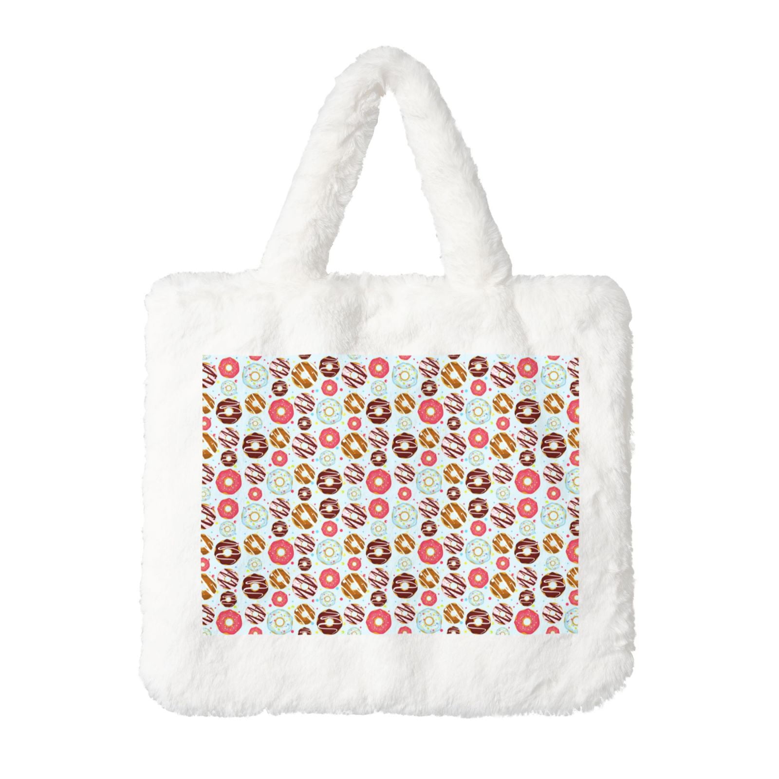 Cauagu Colorful Donuts Pattern Women's Plush Tote Bag,Soft Underarm Bag ...