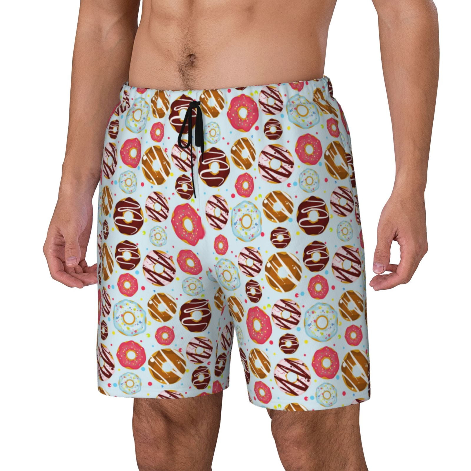 Cauagu Colorful Donuts Print Mens Swim Trunks Quick Dry Board Shorts ...