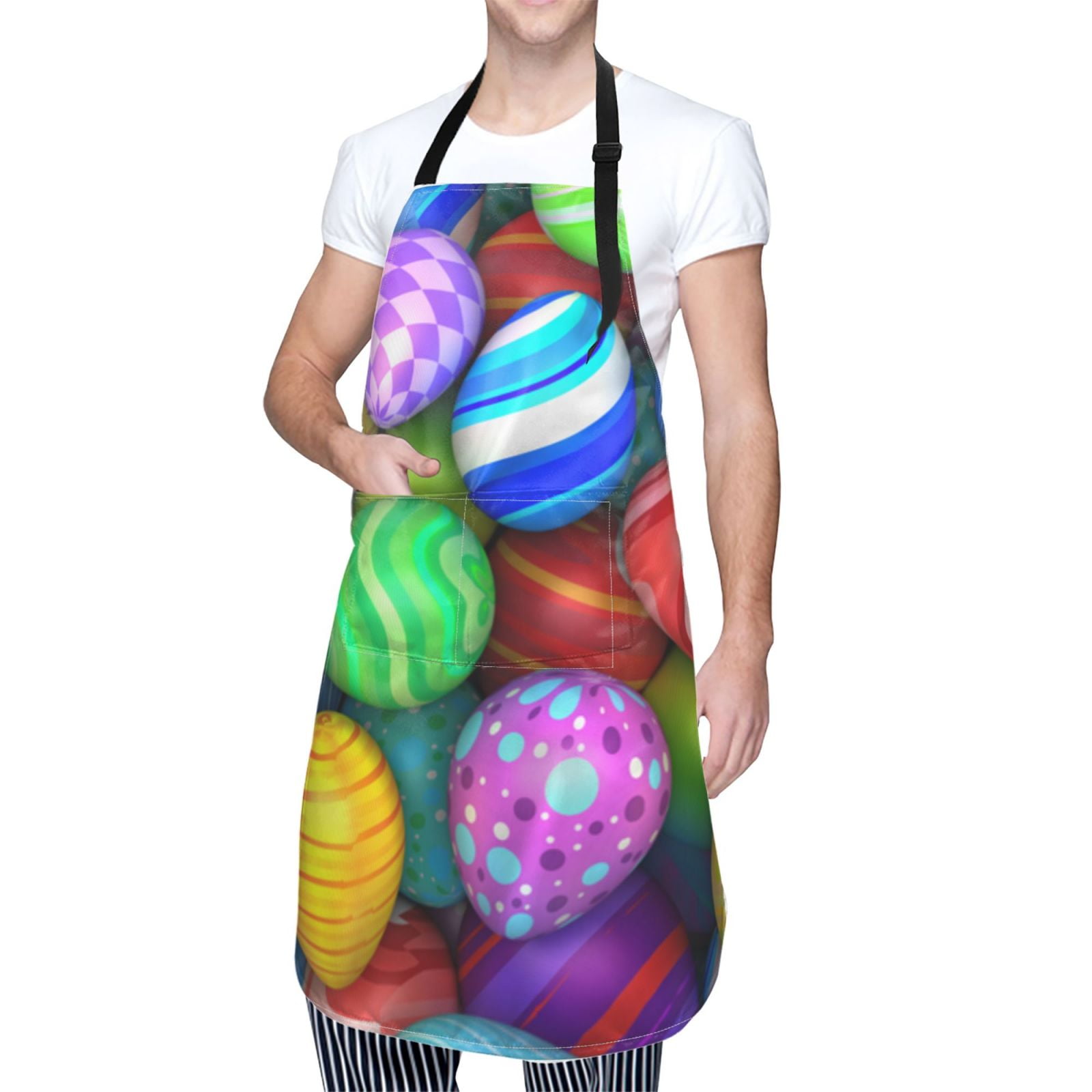 Cauagu Colorful Easter Eggs1 Aprons with Pockets,Waterproof Apron for ...