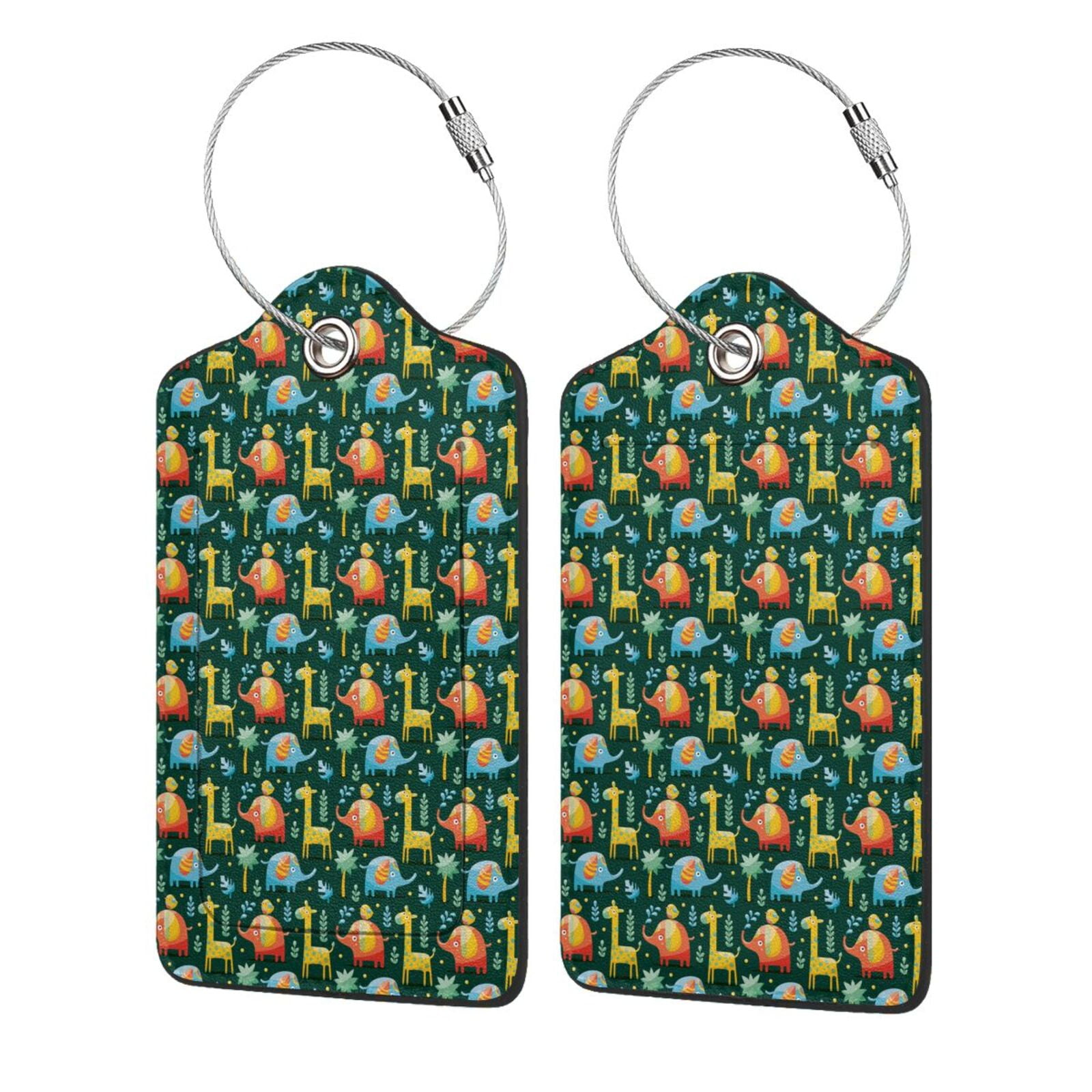 Cauagu Colorful Elephants Print Luggage Tags,Leather Luggage Tags for ...