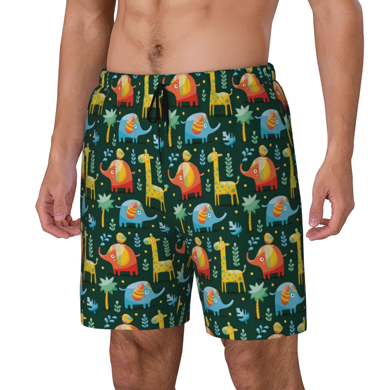 Cauagu Colorful Elephants Print Mens Swim Trunks Quick Dry Board Shorts ...