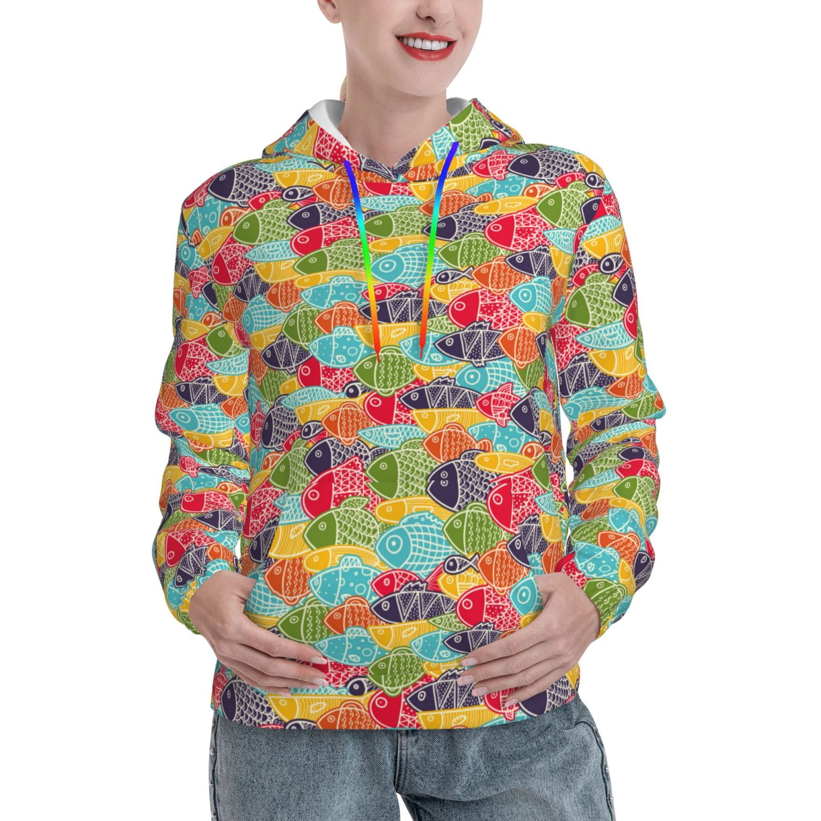 Cauagu Colorful Fish 2 for Women's Hooded Sweatshirts Pullover Hoodie for Women Fall Workout ...