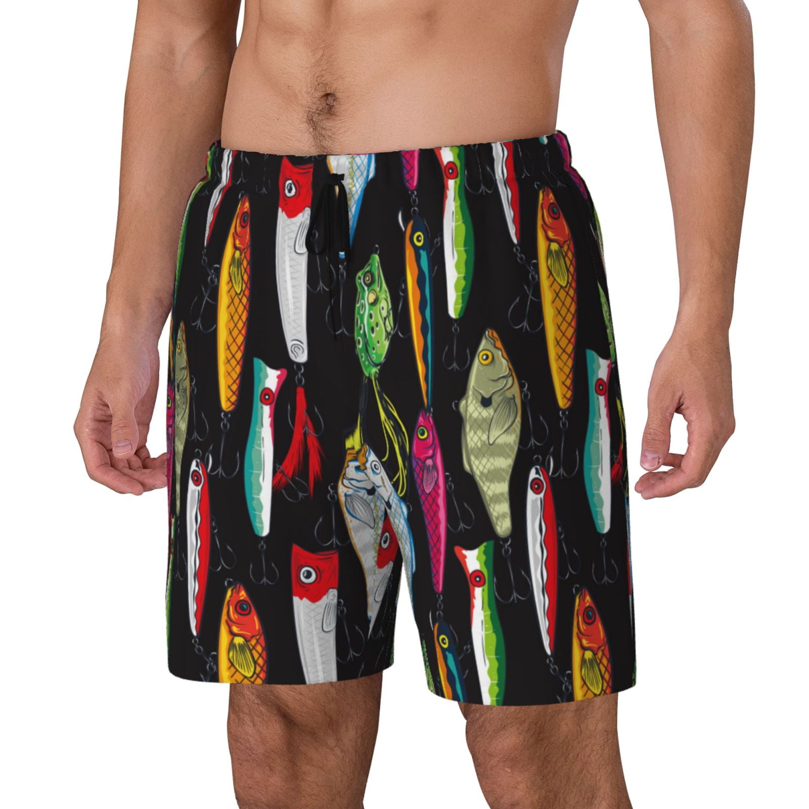 Cauagu Colorful Fishing Lures Print Mens Swim Trunks Quick Dry Board ...