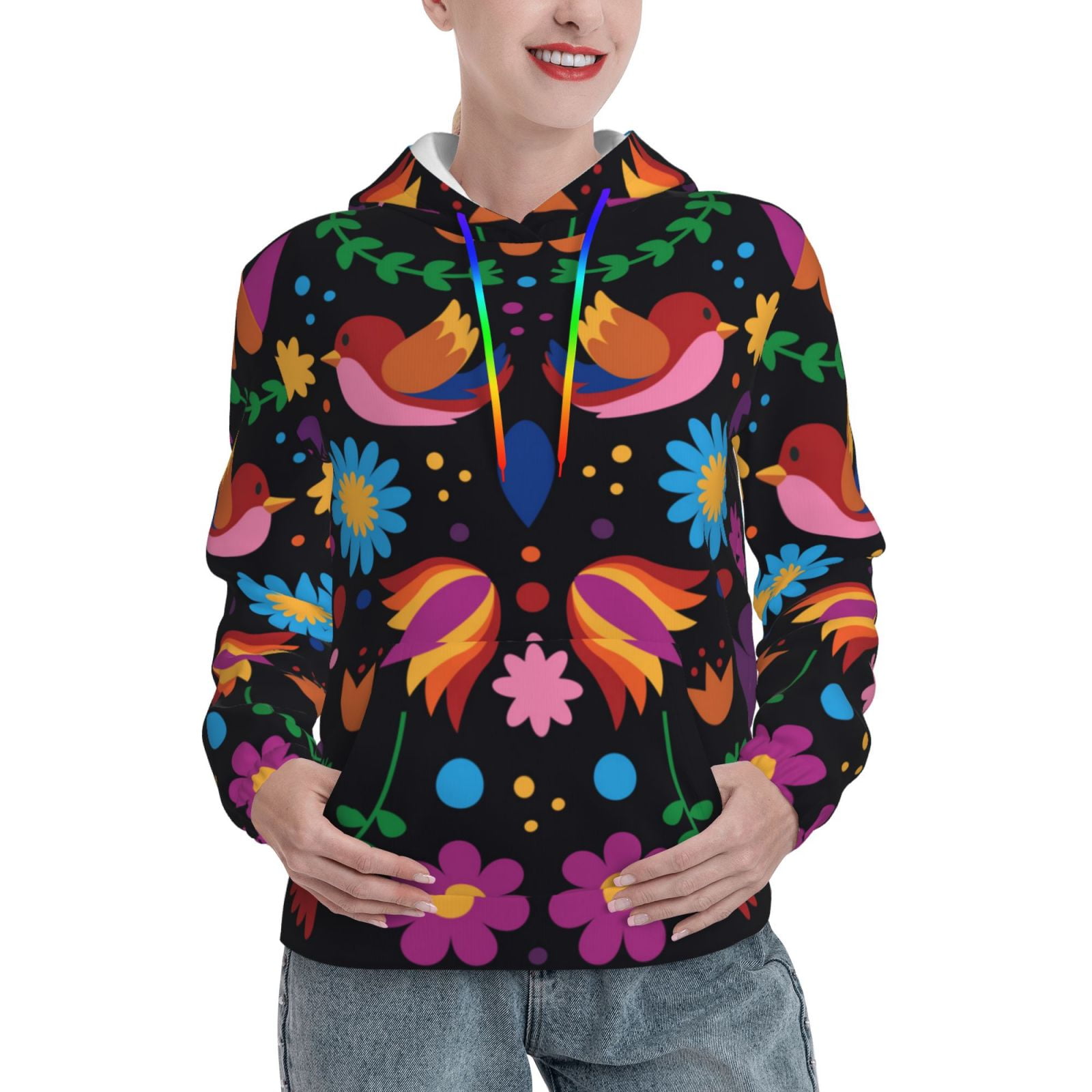Cauagu Colorful Floral2 for Women's Hooded Sweatshirts Pullover Hoodie for Women Fall Workout ...