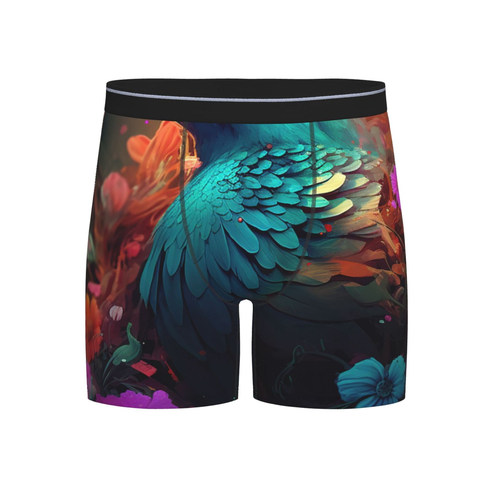 Cauagu Colorful Flower Bird Print Men's Boxer Briefs, Funny & Cute ...