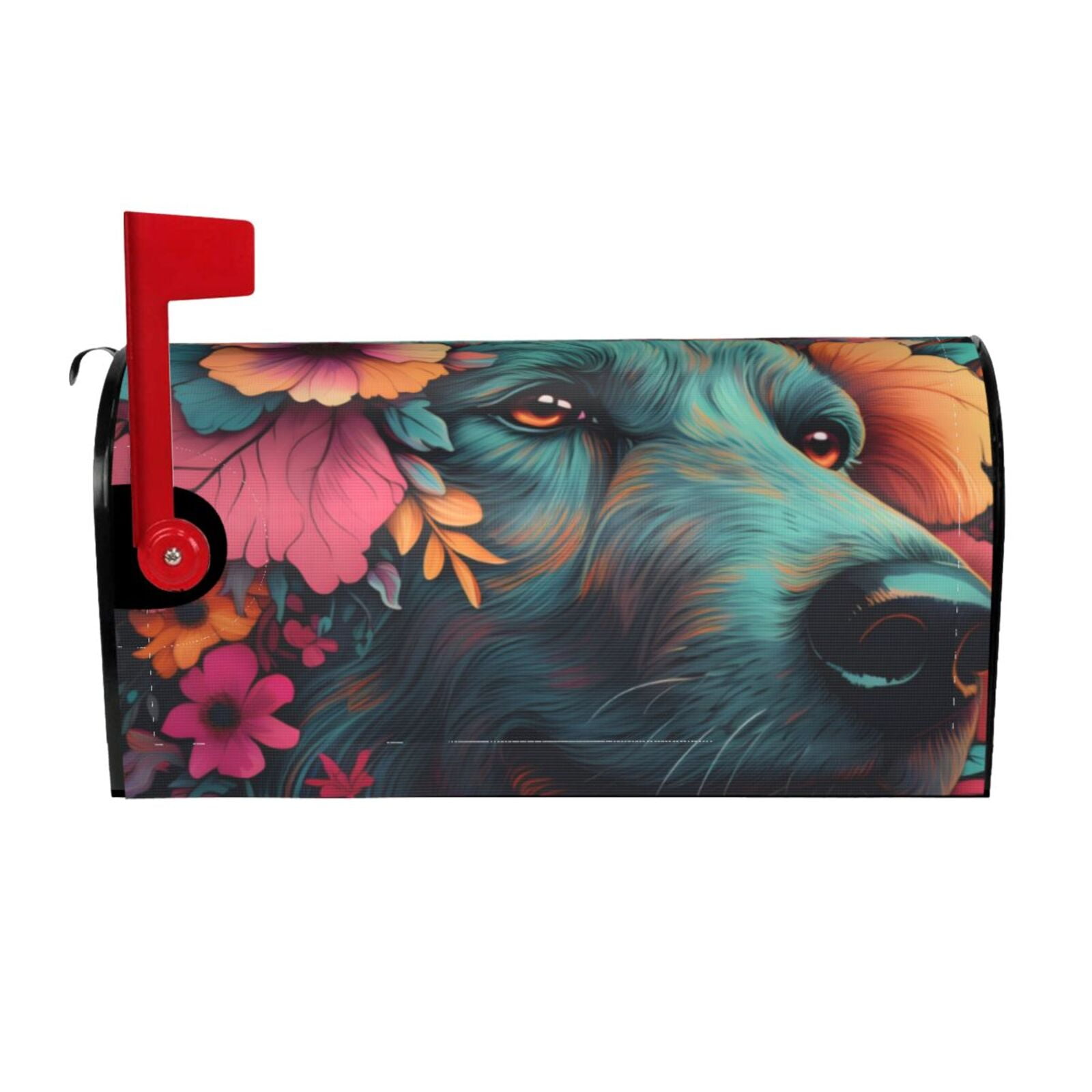 Cauagu Colorful Flower Dog A Pattern Magnetic Mailbox Covers, Mailbox ...