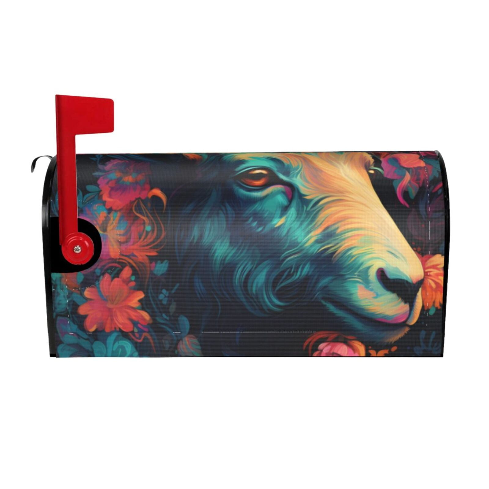 Cauagu Colorful Flower Goat Pattern Magnetic Mailbox Covers, Mailbox ...