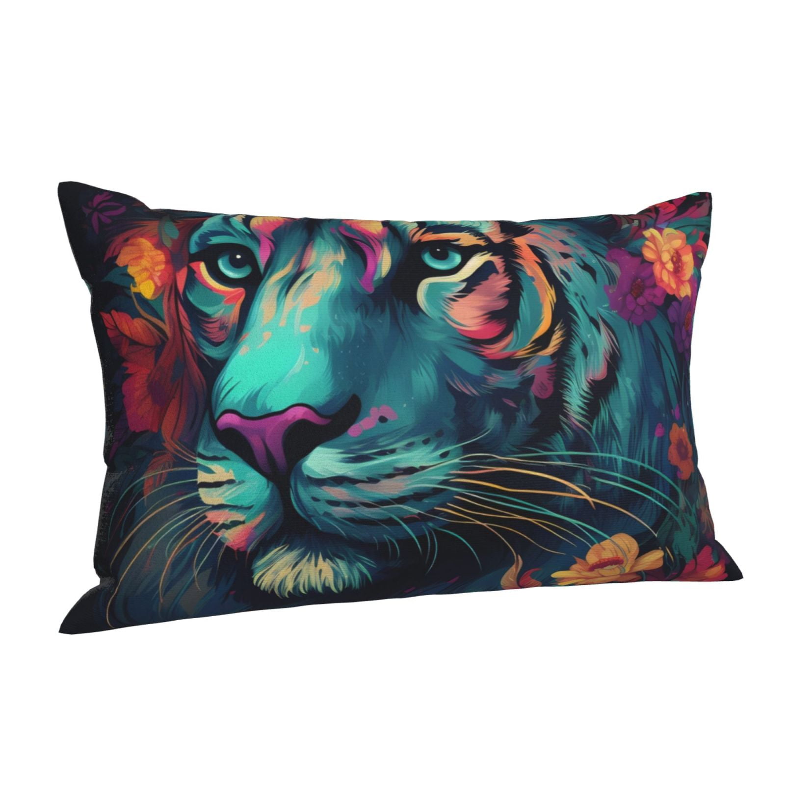 Cauagu Colorful Flower Tiger Print Pillow Covers with Envelope Closure ...