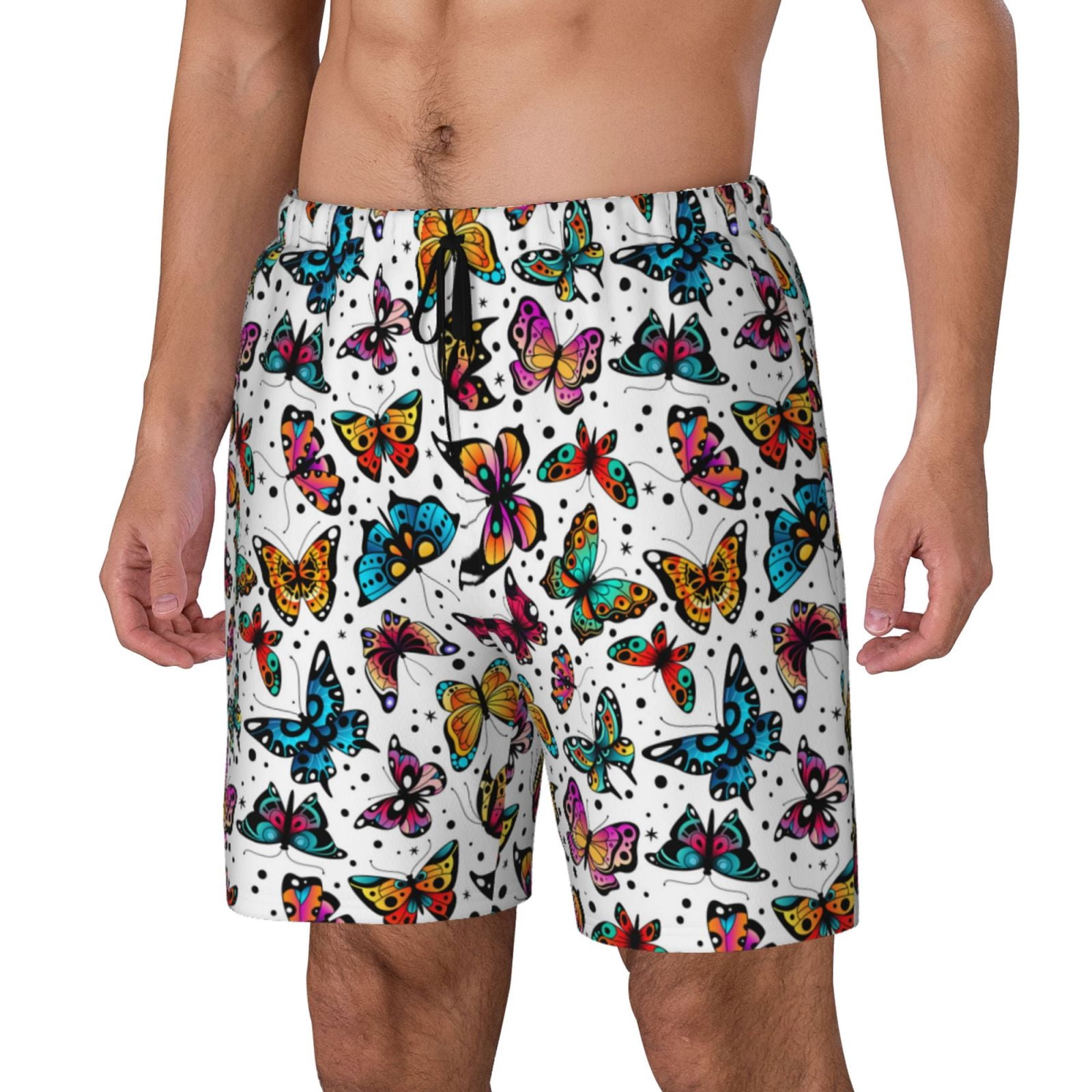 Cauagu Colorful Flying Butterflies Print Mens Swim Trunks Quick Dry ...
