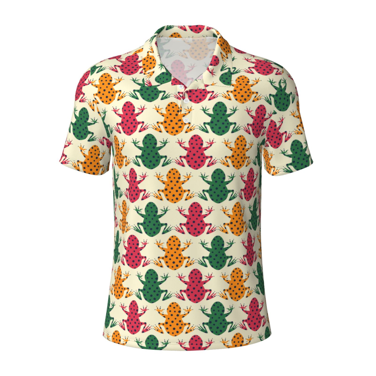 Cauagu Colorful Frogs Print Men's Polo Shirts, Short-Sleeve Polo Shirts ...