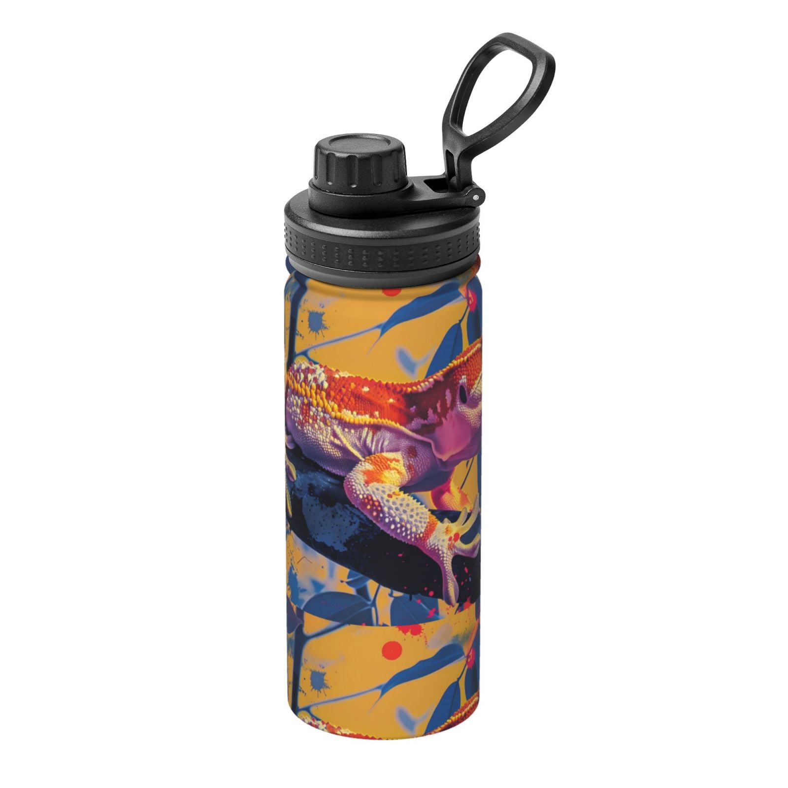 Cauagu Colorful Gecko Jungle Art Print 18oz Vacuum Insulated Stainless ...