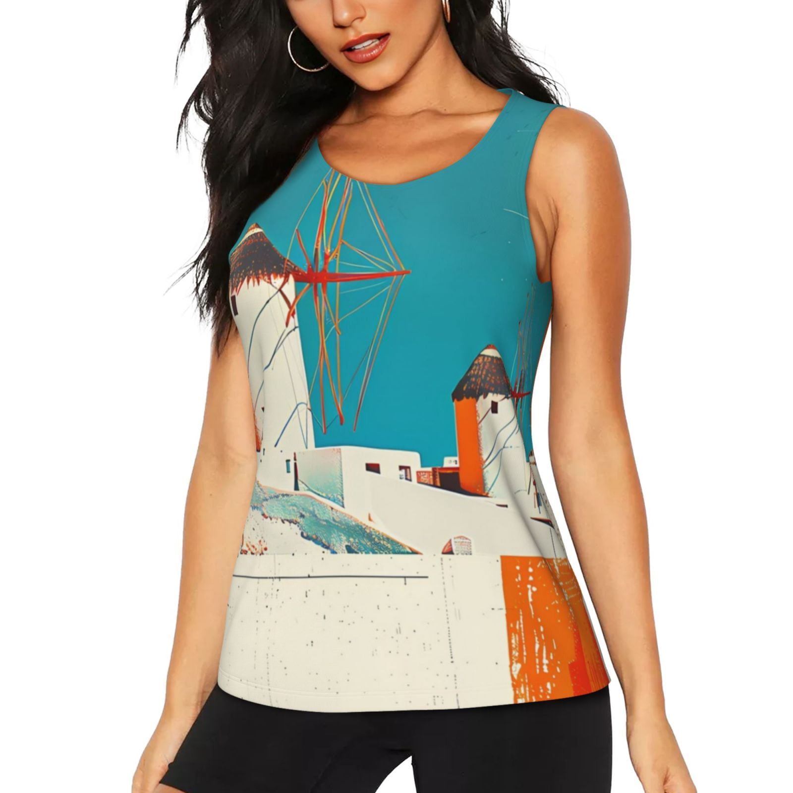 Cauagu Colorful Greek Windmills for Women's Workout Tank Tops ...