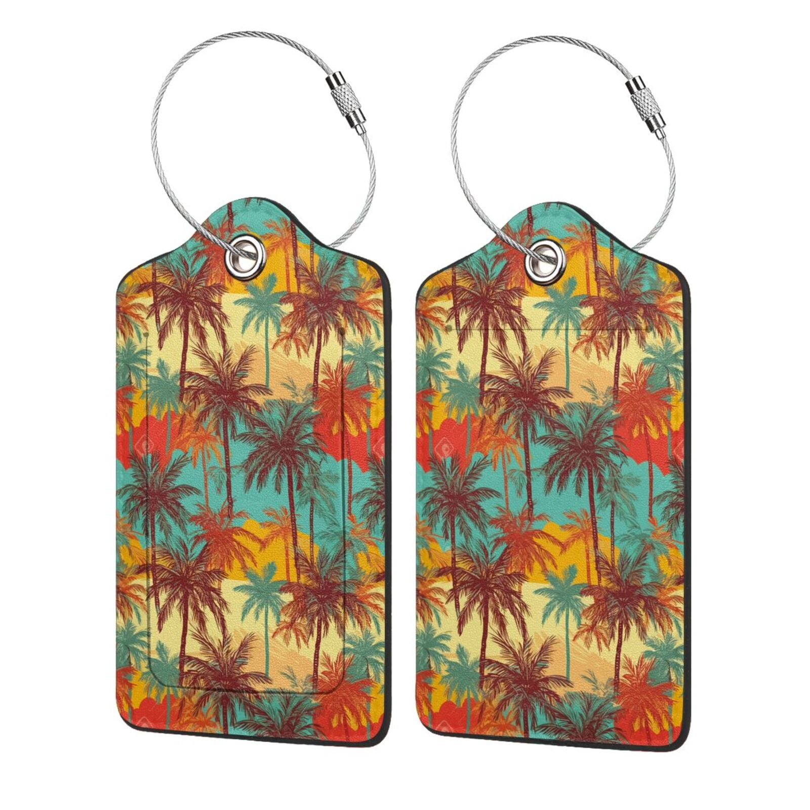 Cauagu Colorful Hawaii Palms Pattern Luggage Tags,Leather Luggage Tags ...