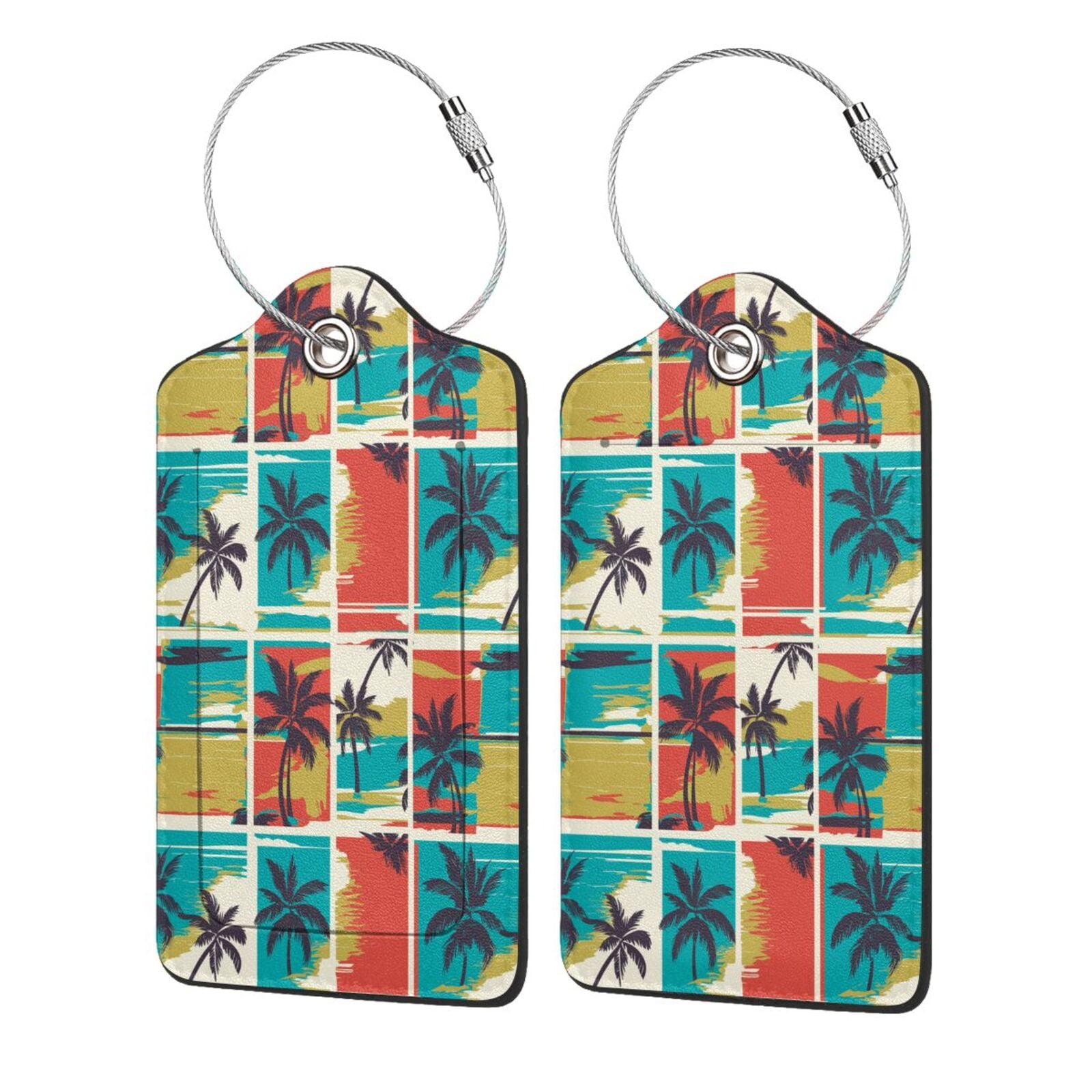 Cauagu Colorful Hawaii Palms Pattern Luggage Tags,Leather Luggage Tags ...