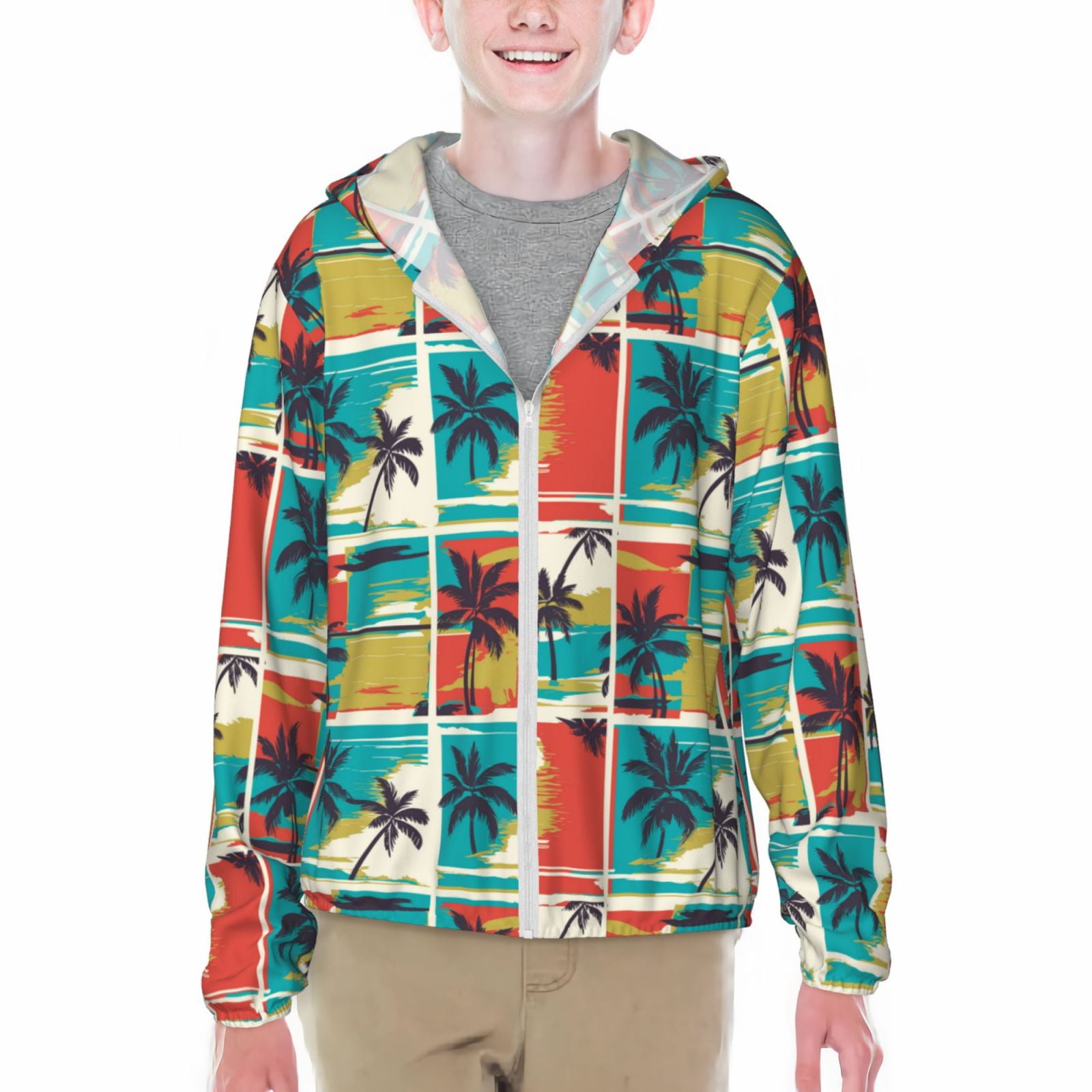 Cauagu Colorful Hawaii Palms Print Sun Protection Jacket for Teen,Full ...