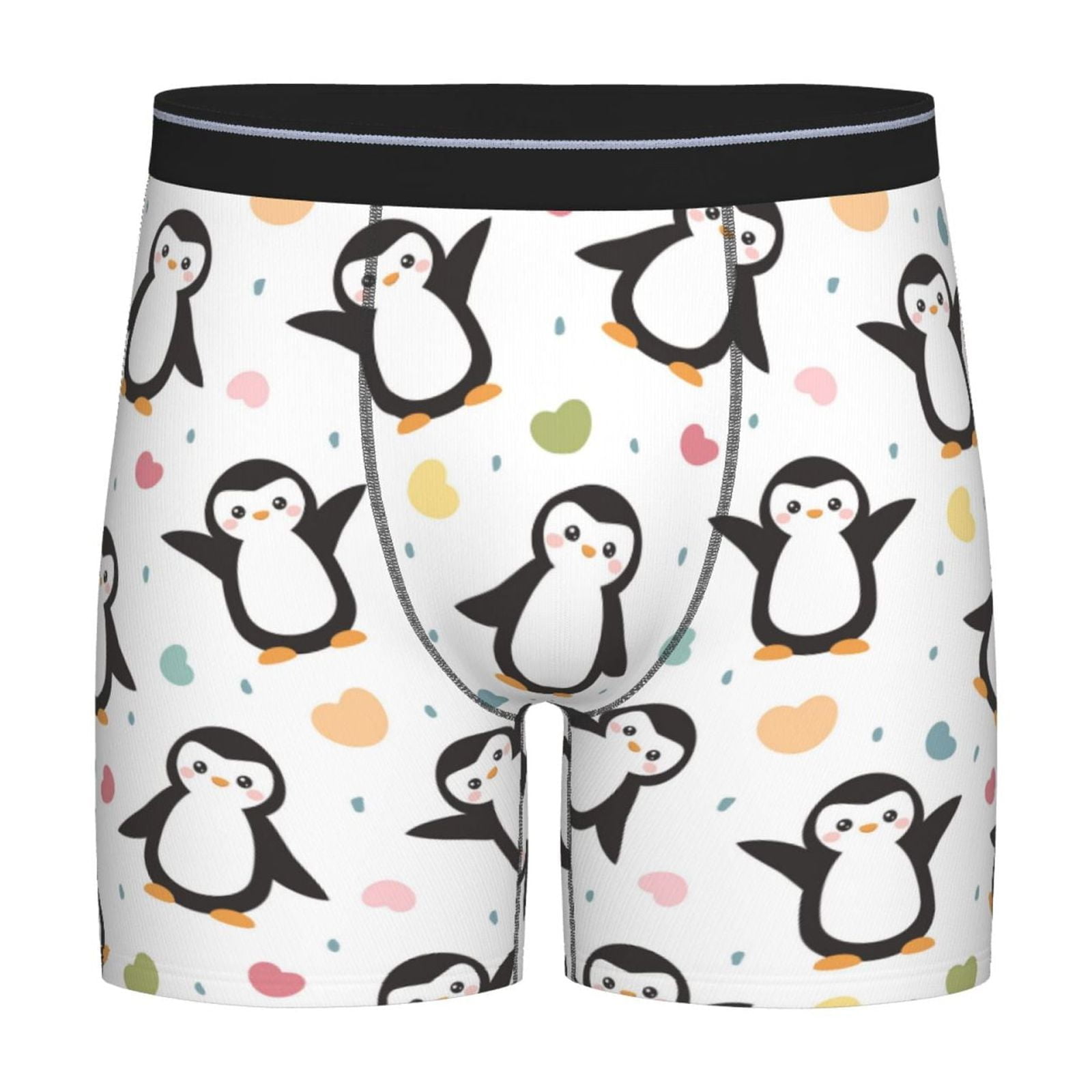 Cauagu Colorful Hearts Penguin Print Men's Boxer Briefs, Funny & Cute ...