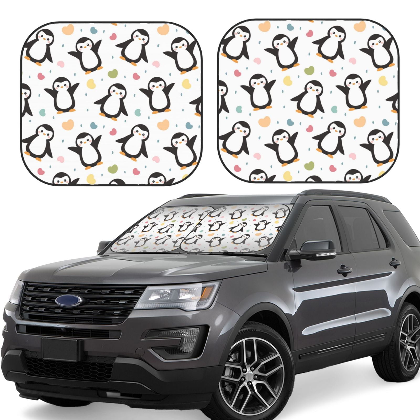 Cauagu Colorful Hearts Penguin Cauagu {designName} Print Foldable Car ...