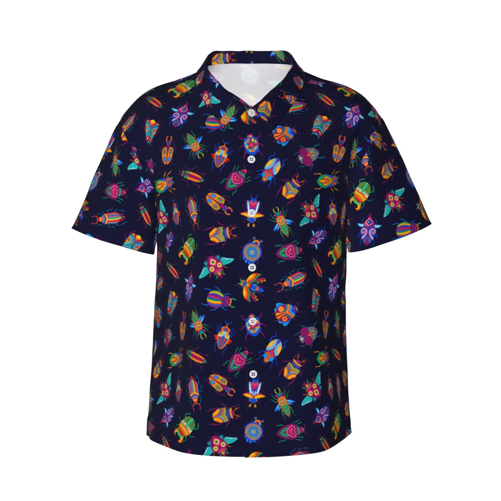 Cauagu Colorful Insects Print Hawaiian Shirt for Men,Casual Short ...