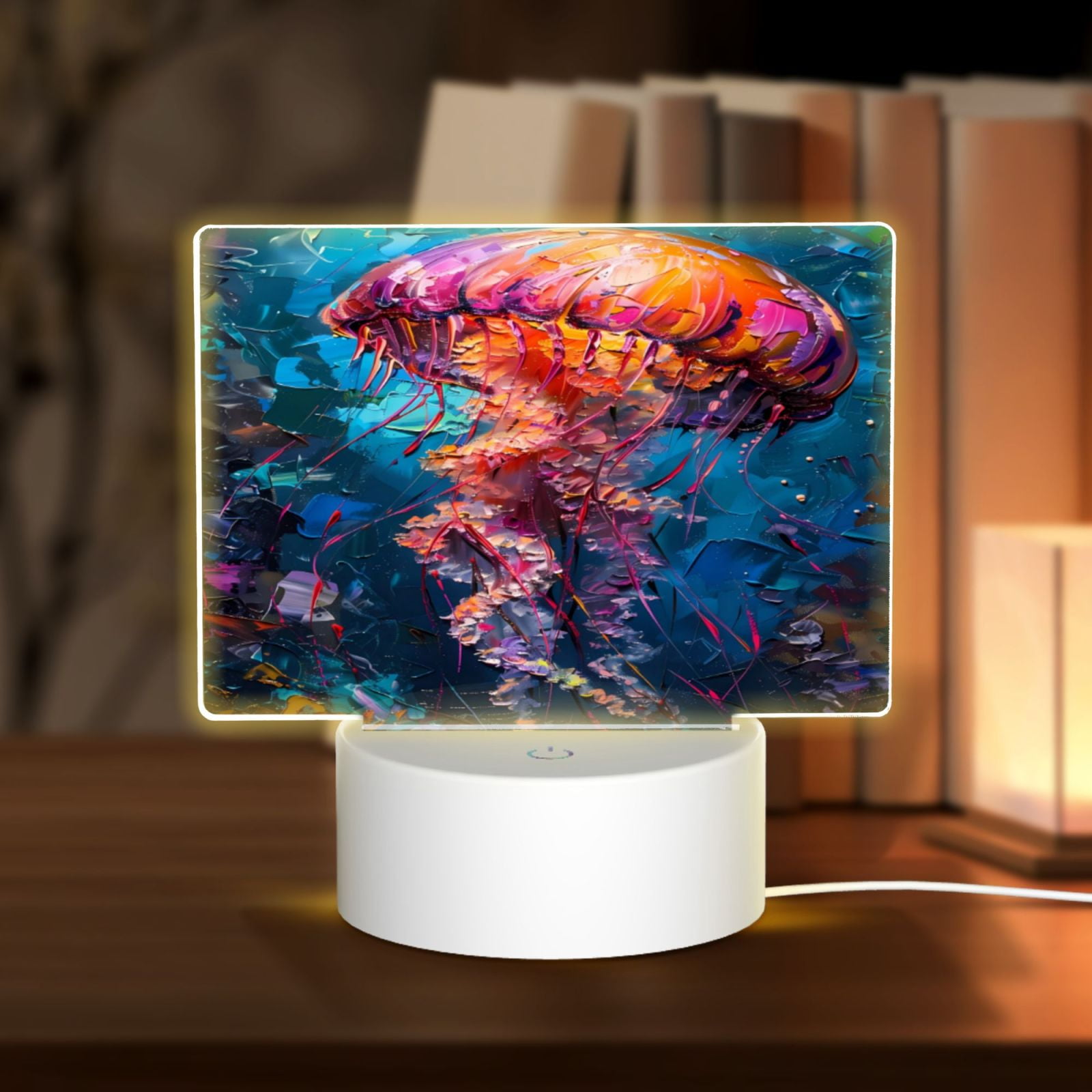 Cauagu Colorful Jellyfish Abstract for Rectangle Acrylic Night Light ...
