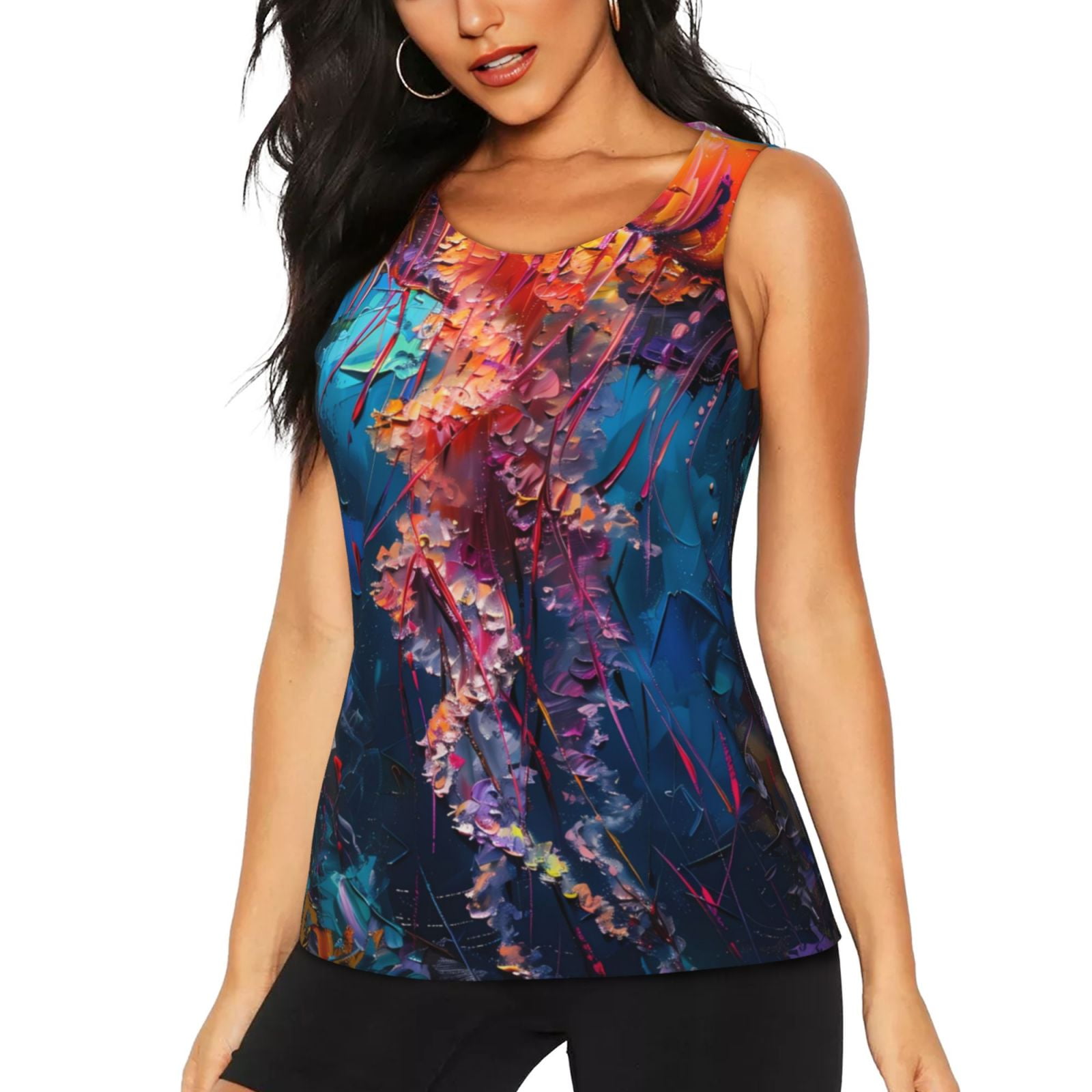 Cauagu Colorful Jellyfish Abstract for Women's Workout Tank Tops ...
