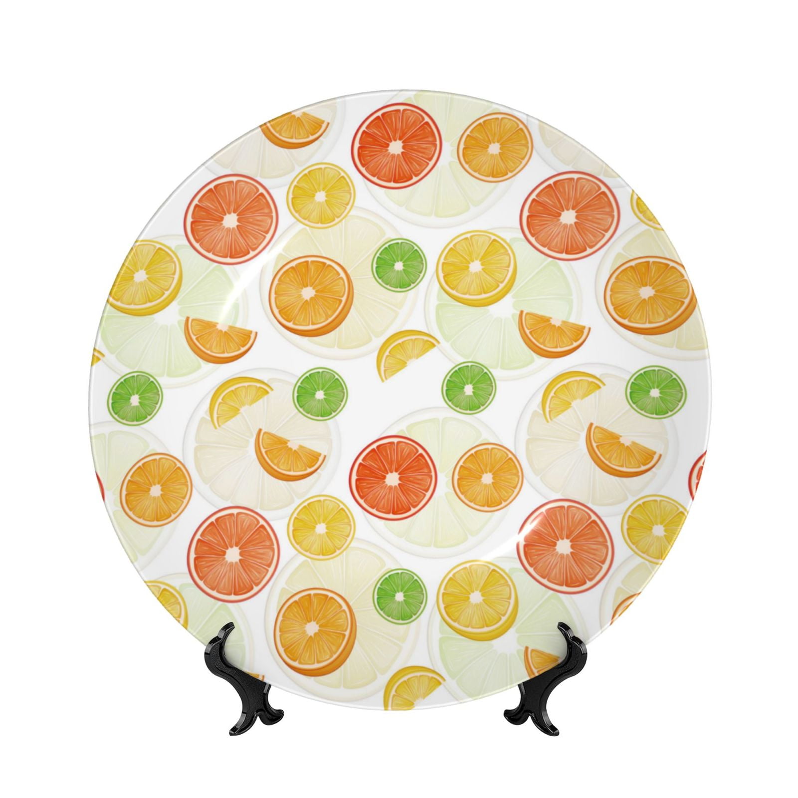 Cauagu Colorful Lemons Print Bone China Decorative Plate, Wall Mount ...