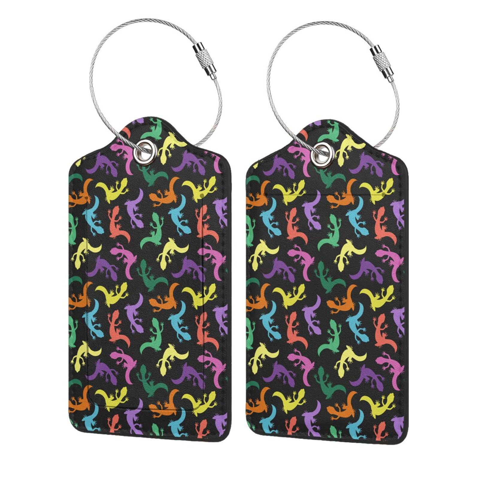 Cauagu Colorful Lizards Pattern Luggage Tags,Leather Luggage Tags ...