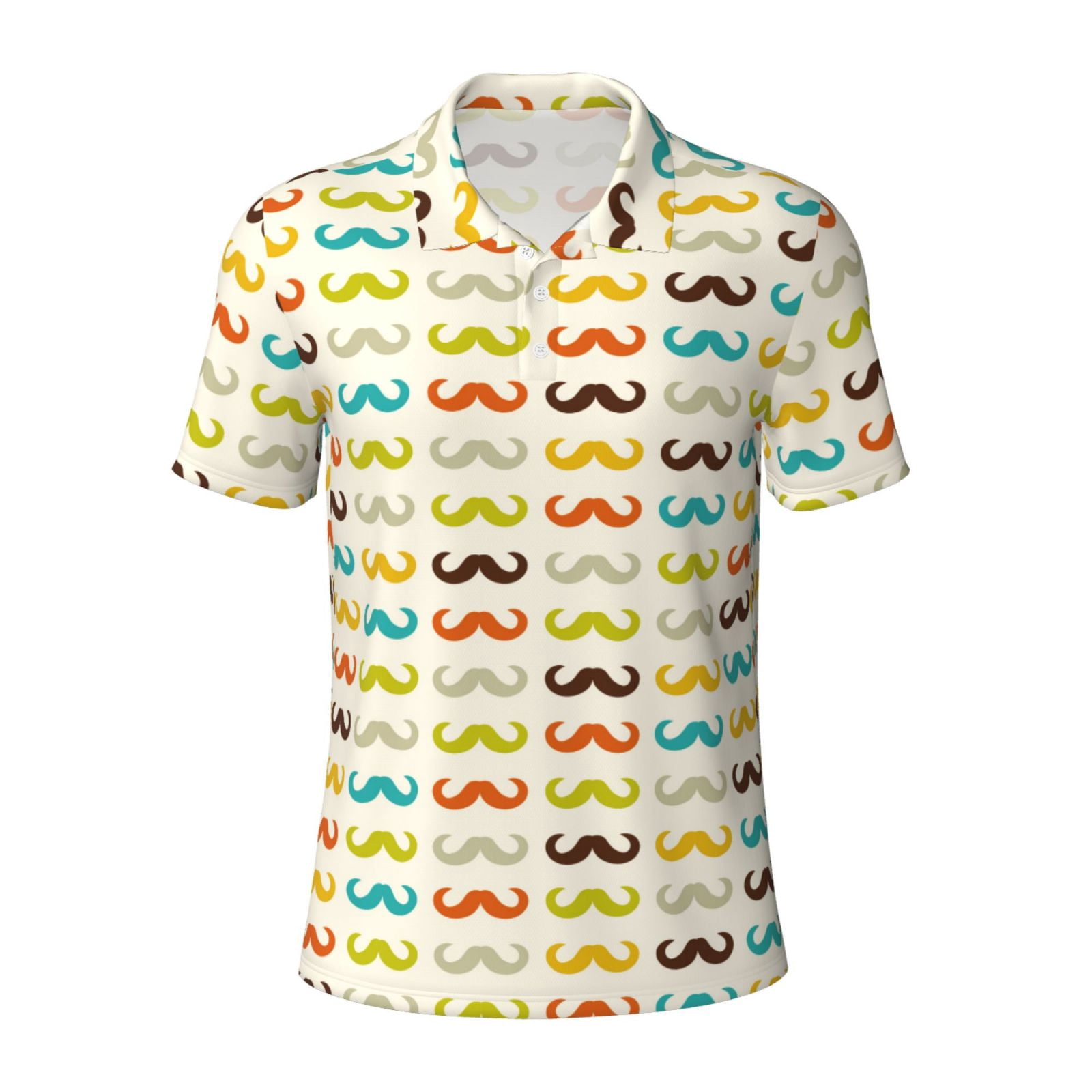 Cauagu Colorful Mustache Print Men's Polo Shirts, Short-Sleeve Polo ...