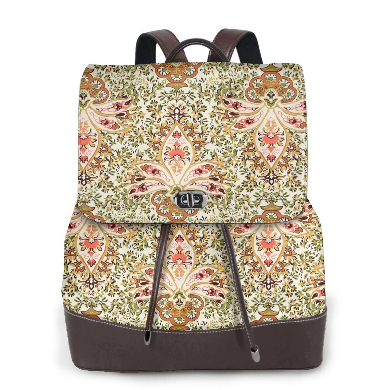 Cauagu Colorful Paisley Print Women's PU Leather Backpack,Fashion ...