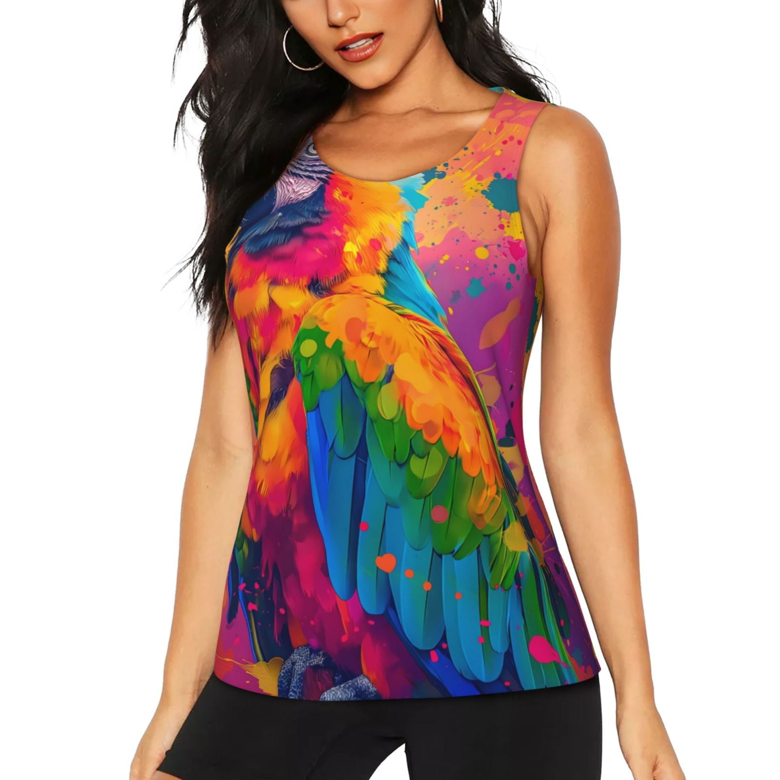 Cauagu Colorful Parrot Jungle Dream A for Women's Workout Tank Tops ...