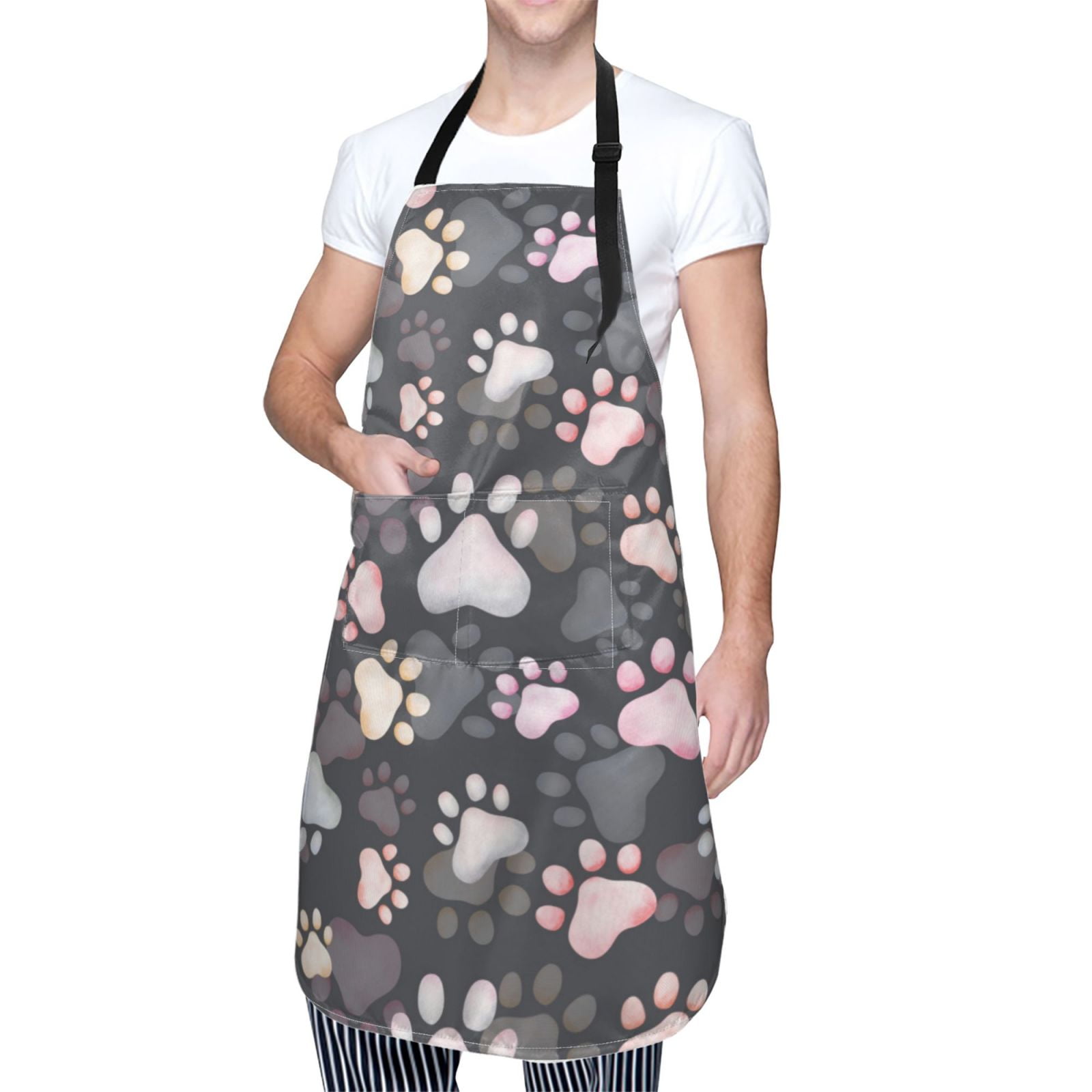 Cauagu Colorful Paws Of Dog Aprons with Pockets,Waterproof Apron for ...
