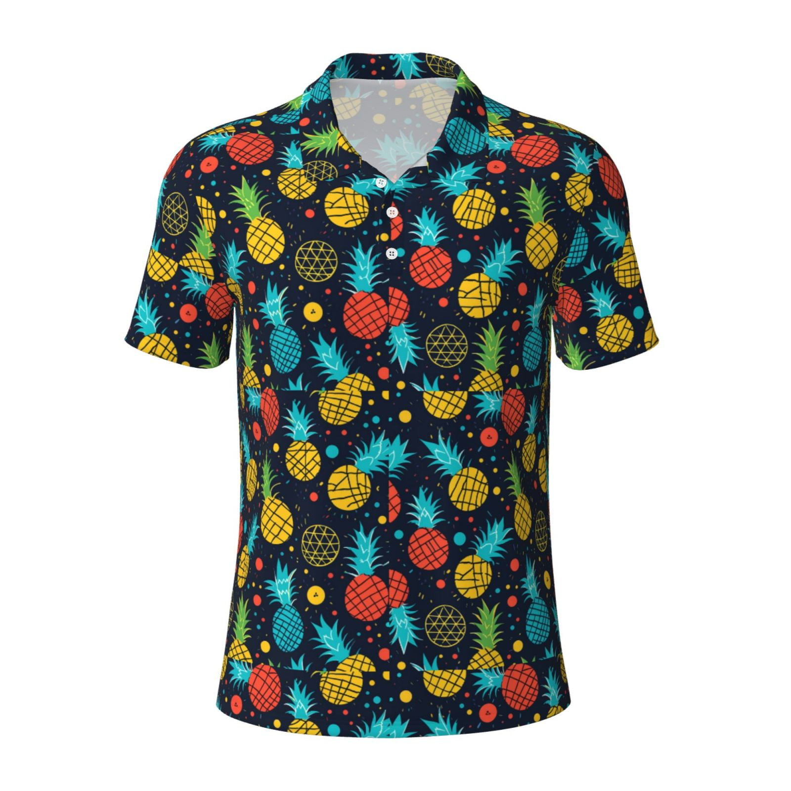 Cauagu Colorful Pineapple Print Men's Polo Shirts, Short-Sleeve Polo Shirts for Men Performance ...