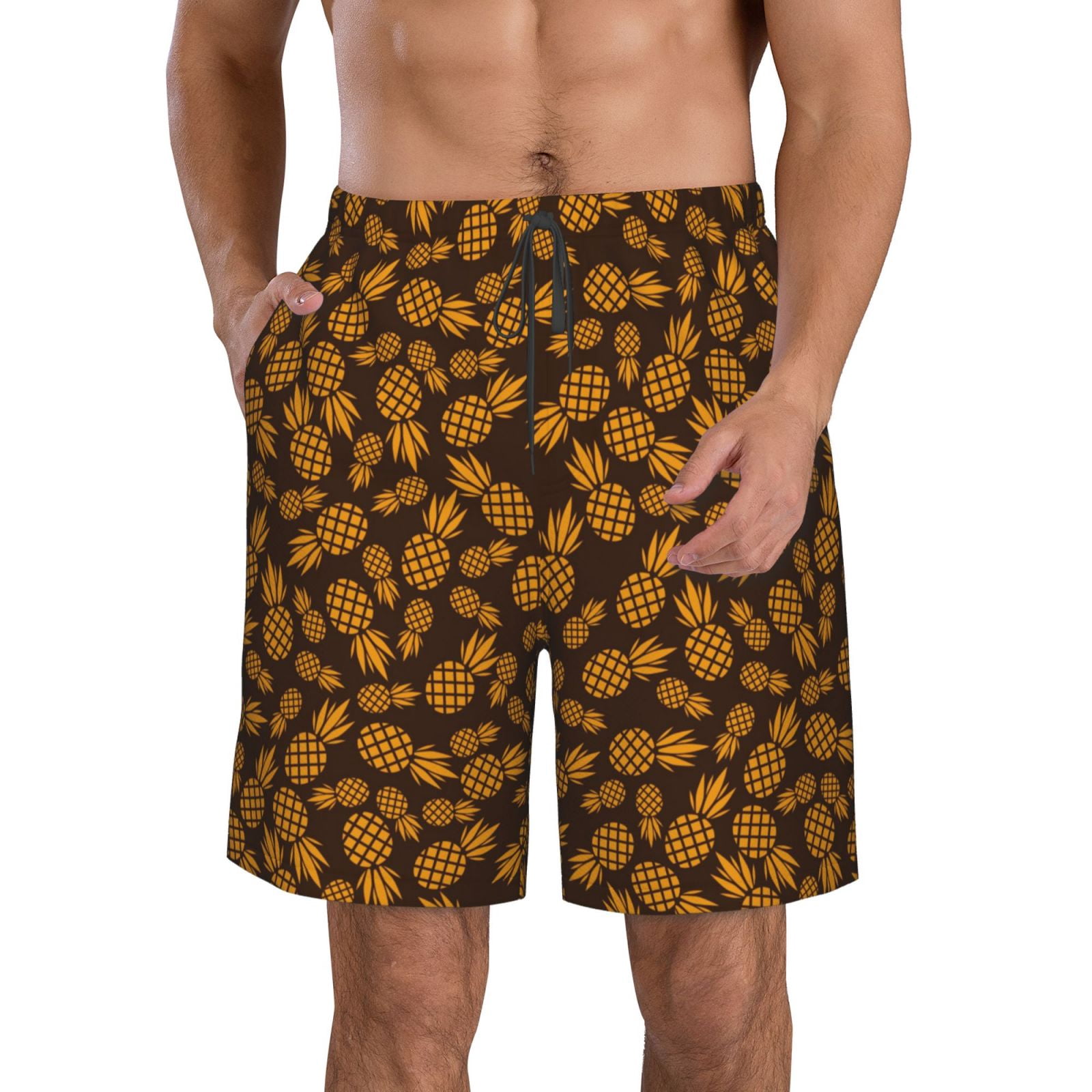 Cauagu Colorful Pineapple Print Men's Swim Trunks,Hawaiian Bathing Suit ...