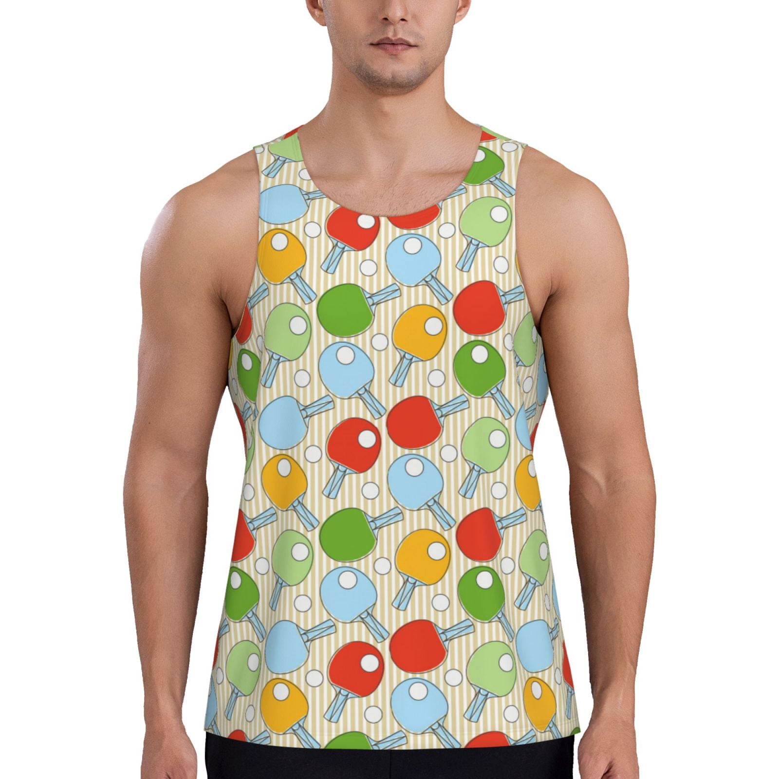 Cauagu Colorful Ping Pong Rackets1 Print Men's Sleeveless Muscle Shirts ...