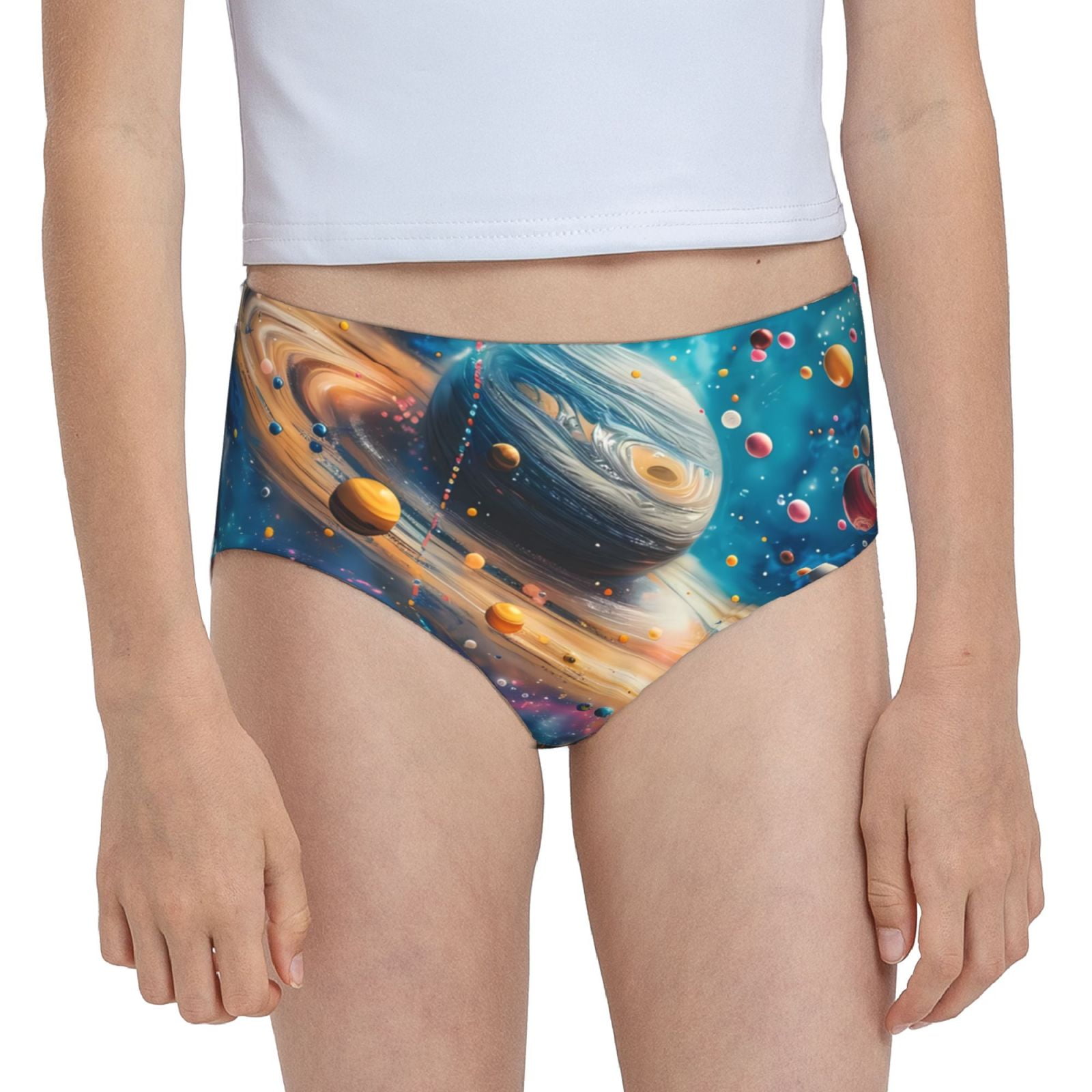 Cauagu Colorful Planet Universe Print Brief Underwear,Stretch Cotton Panties for Girls Cute ...